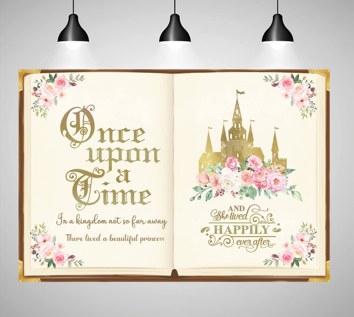 Fairy Tale Books Backdrop for Girls Once Upon a Time Backdrops Pink Flowers Ancient Castle Princess Romantic Wedding Birthday Party Decorations Royal Theme Decor Background Banner 10x7ft