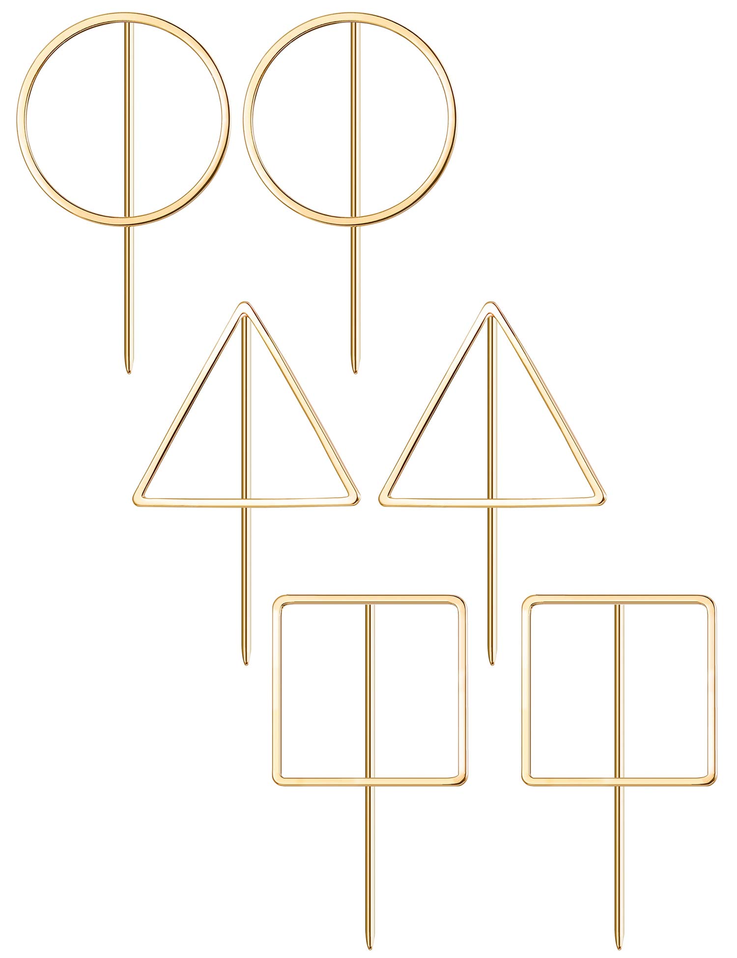 Finrezio Geometric Earrings for Women Girls Simple Round/Square/Triangle Earrings Set 3 Colors (Style A:Gold tone)
