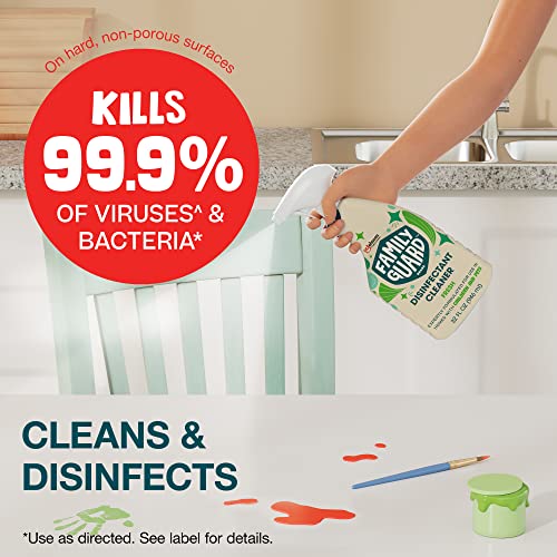 Family Guard Brand Disinfectant Spray Trigger & Multi Surface Cleaner, Antibacterial Spray, Expertly Formulated for Use In Homes with Children & Pets, Fresh Scent, 32 oz (Pack of 1)