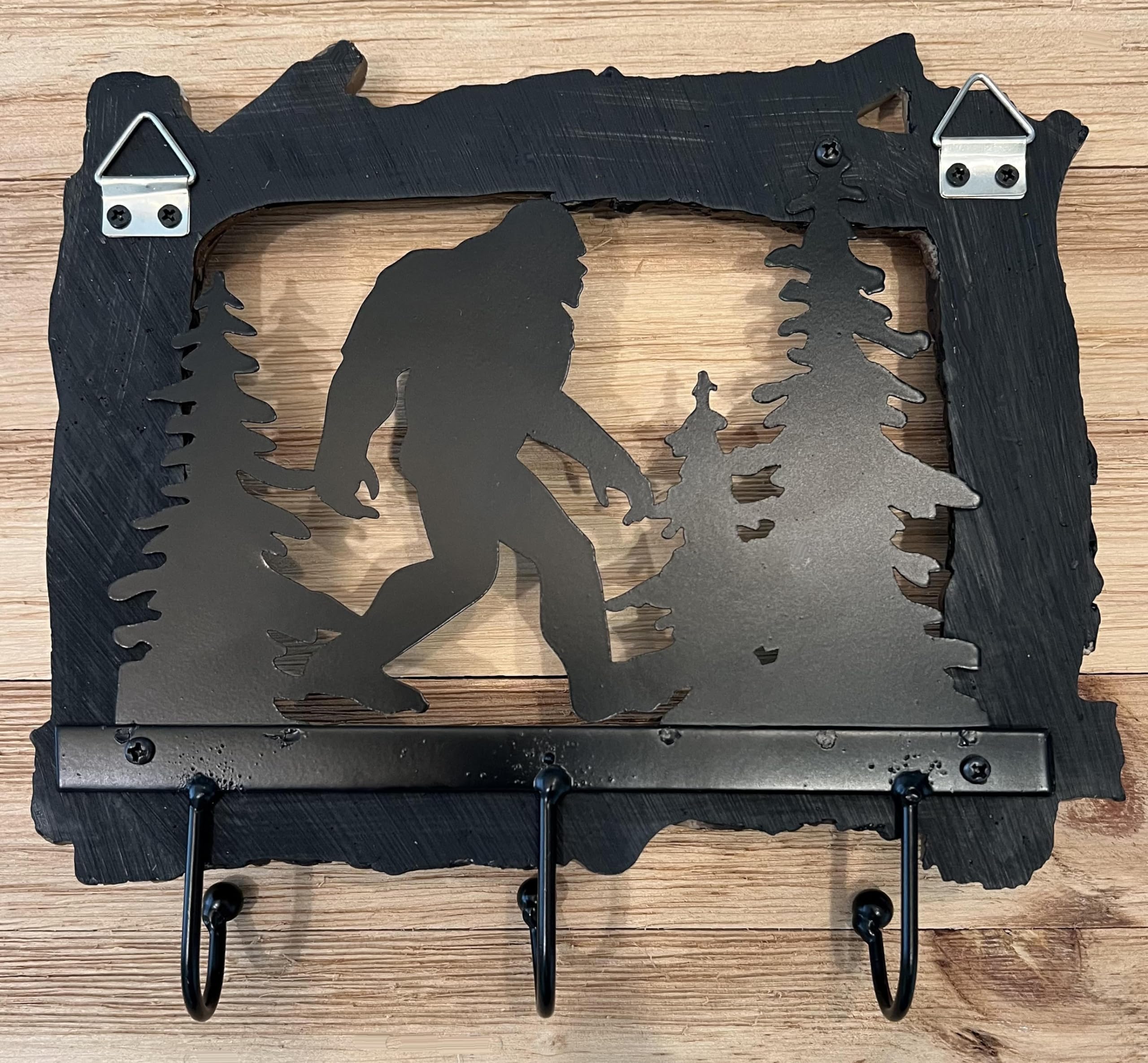 Top Brass Bigfoot Sasquatch Silhouette Wall Mount Key Holder – 3 Hooks Key Rack Hanger Organizer