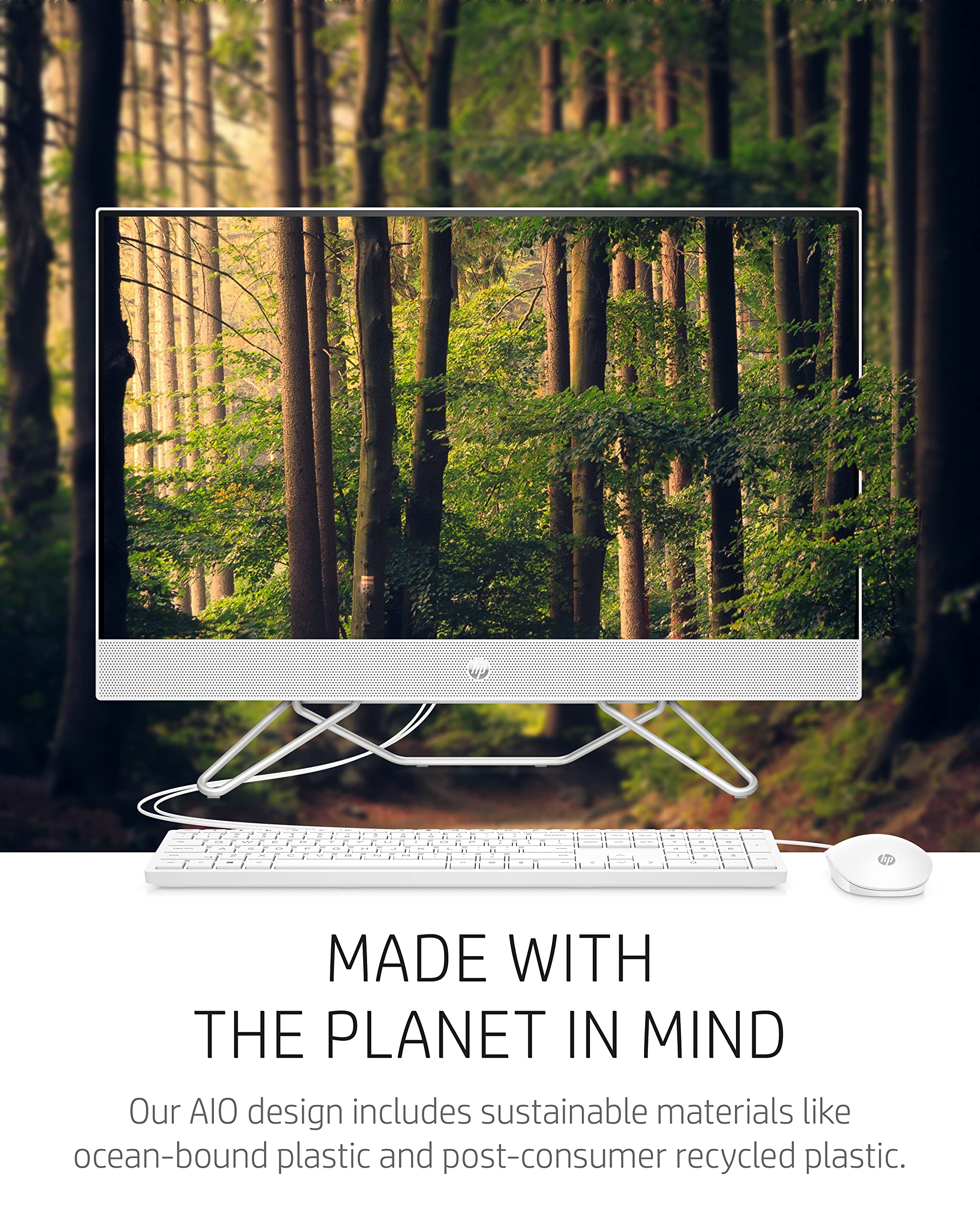 HP 24-cb0010 23.8” FHD All-in-One Desktop PC, Intel Celeron Processor J4025, 8GB RAM, 256 GB SSD, Webcam, WiFi, BT, Windows 11 Home (Renewed)