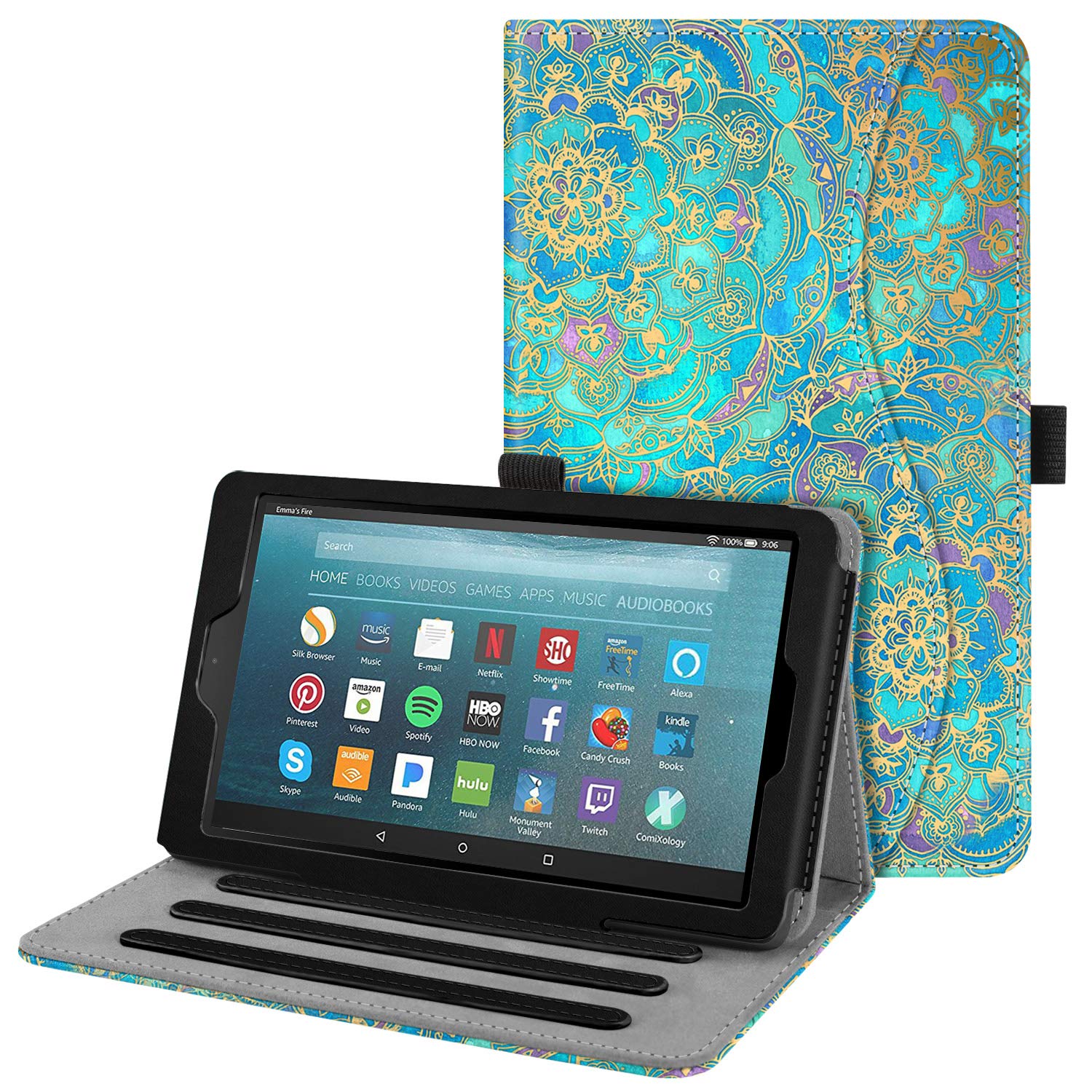 Fintie Case for Amazon Fire 7 Tablet (9th Generation, 2019 Release) - [Multi-Angle] Viewing Folio Stand Cover with Pocket Auto Wake/Sleep, Shades of Blue