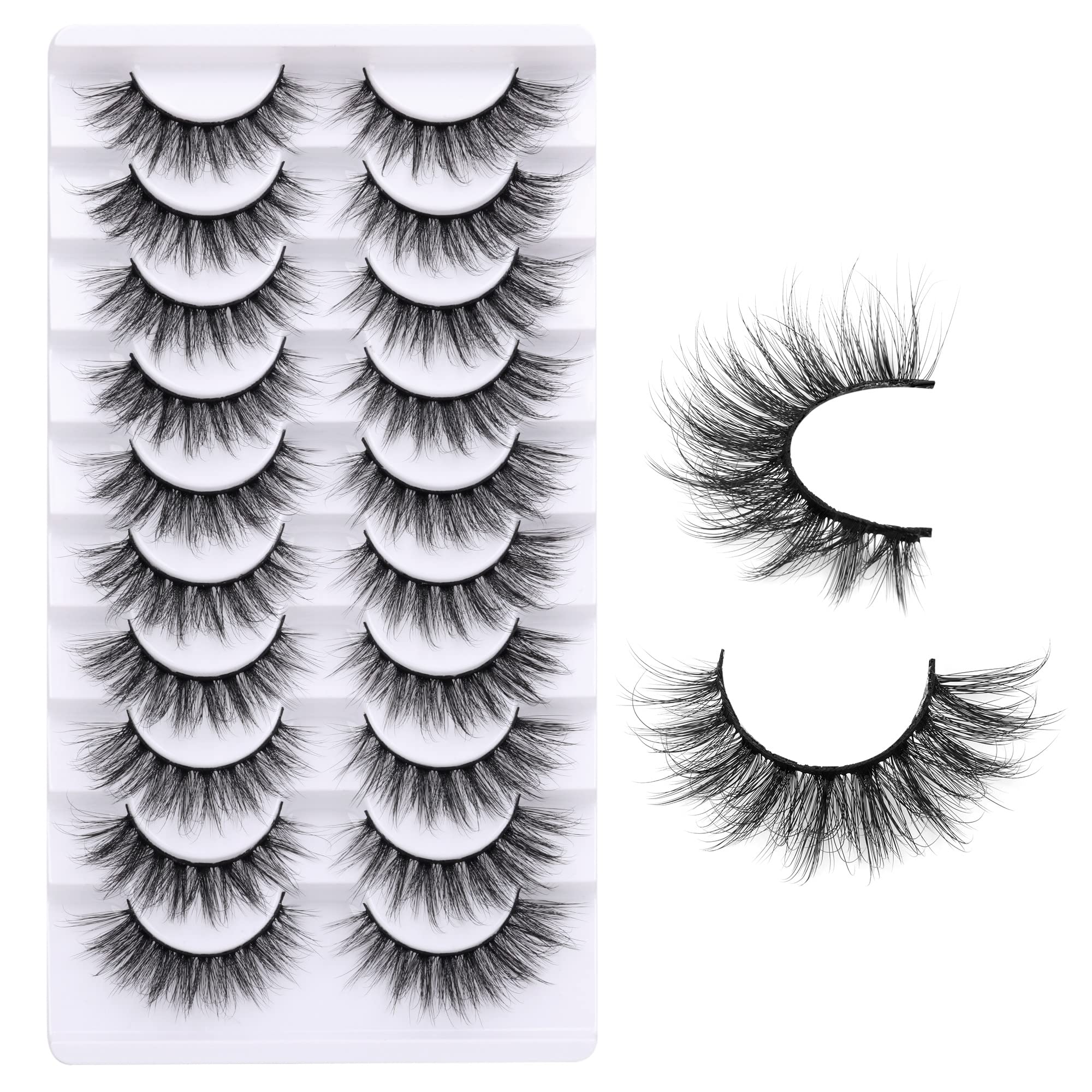 Mink Lashes Fluffy Cat Eye False Eyelashes Natural Look Wispy Lashes 3D Faux Mink Lashes Pack 10 Pairs Fake Eye Lashes Strip by Ruairie