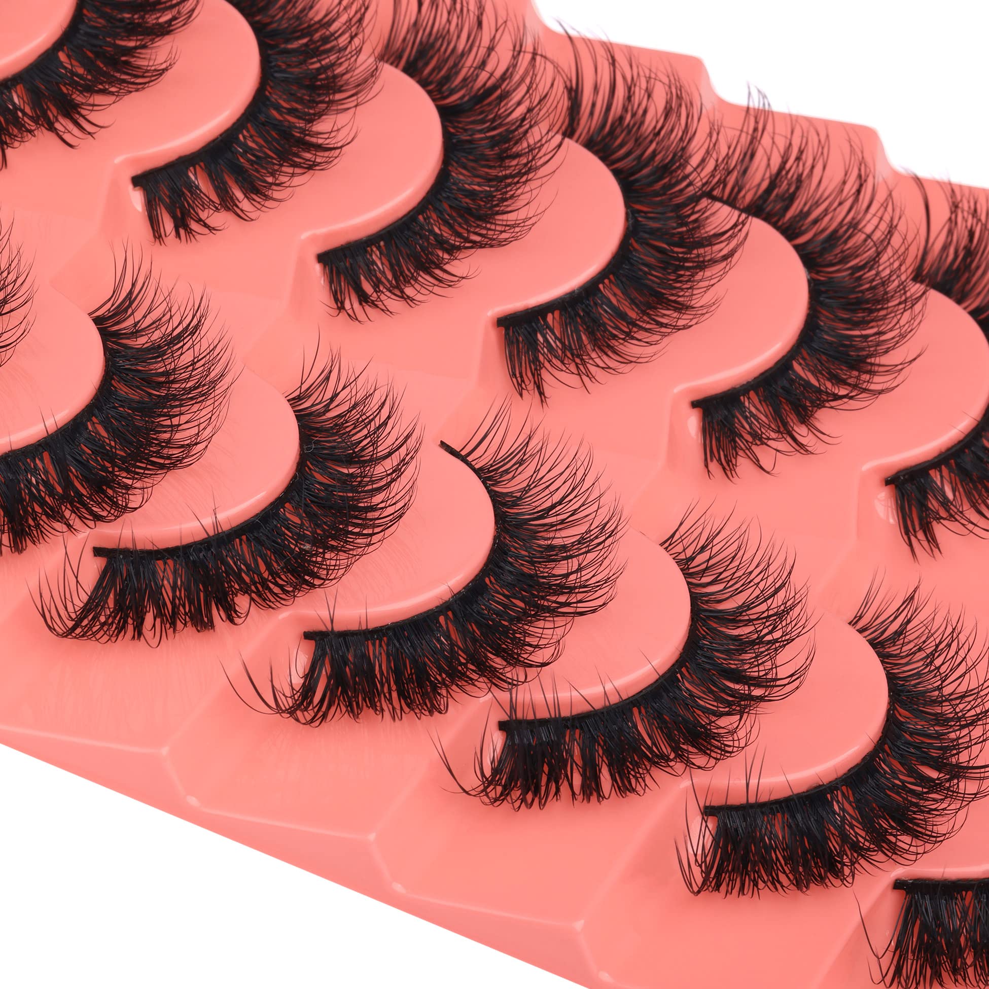 Mink Lashes Natural Look False Eyelashes Cat Eye Lashes Flat Wispy Lash 3D Strips Lashes 8 Pairs Fake Eyelashes Extension by Winifred