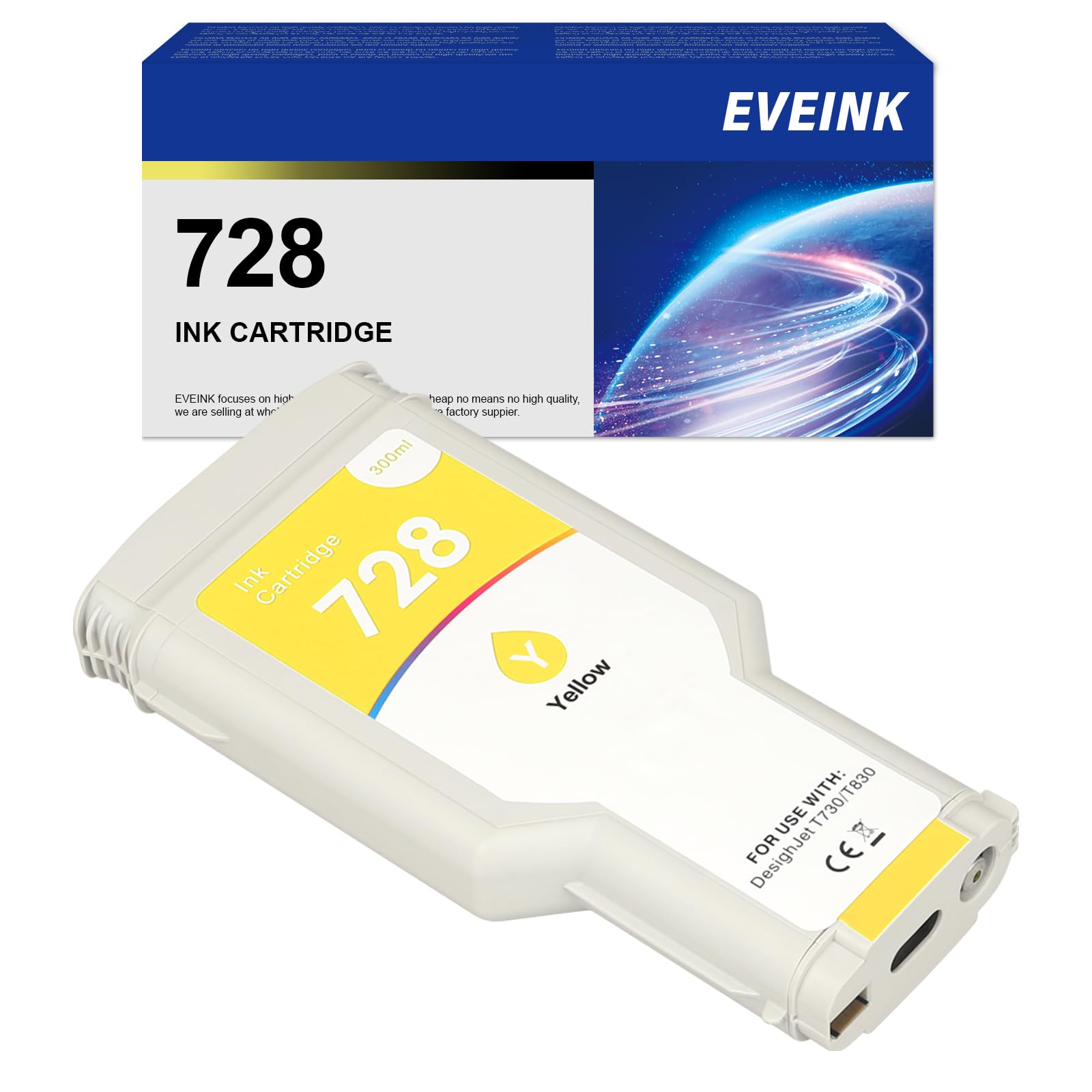 πΌππΌπβπ 728 Cyan Ink Cartridge Replacement for HP 728 Ink Cartridge(F9K17A) Work with HP DesignJet T730 T830 Multifunction Printer (1-Pack, 300ml) (Yellow)