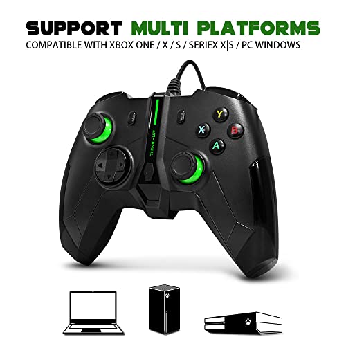 Moofahom Xbox One Controller Wired, USB Gamepad Joypad Controller for Xbox One/S/X/Series S/X/PC Windows 7/8/10 with 3.5mm Audio Jack/Dual Vibration/Upgraded Joystick (Black)