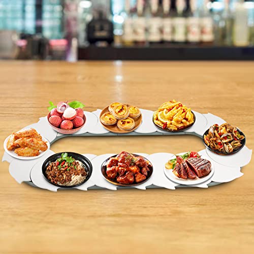 Rotating Food Turntable 3.28ft Adjustable Dining Table 360° Manual Swivel Food Serving Train Dining Table Turntable for Dining Room Party