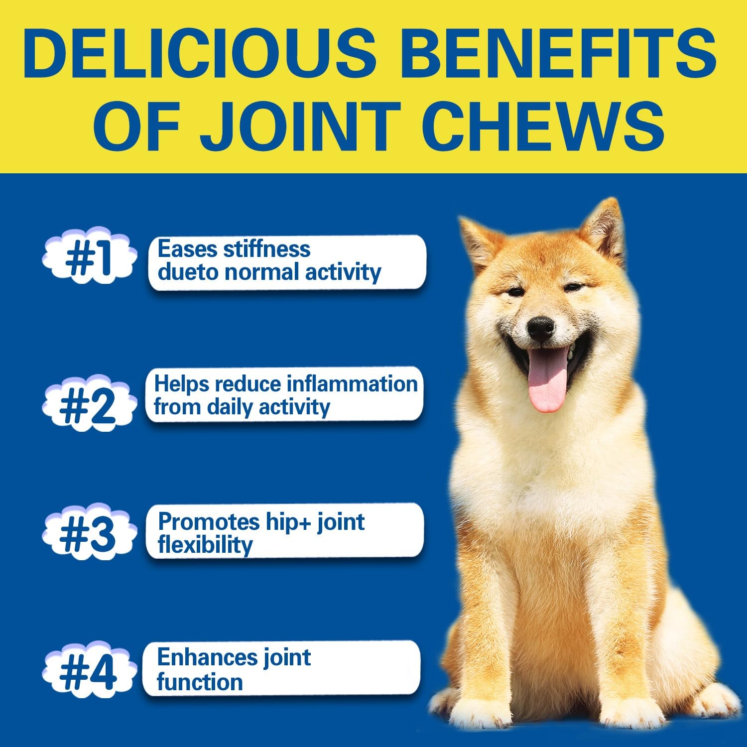 SMASUPT Pets Hip + Joint Chews for Dogs Advanced Dog Joint Supplement Healthy Mobility Treats 120 Count