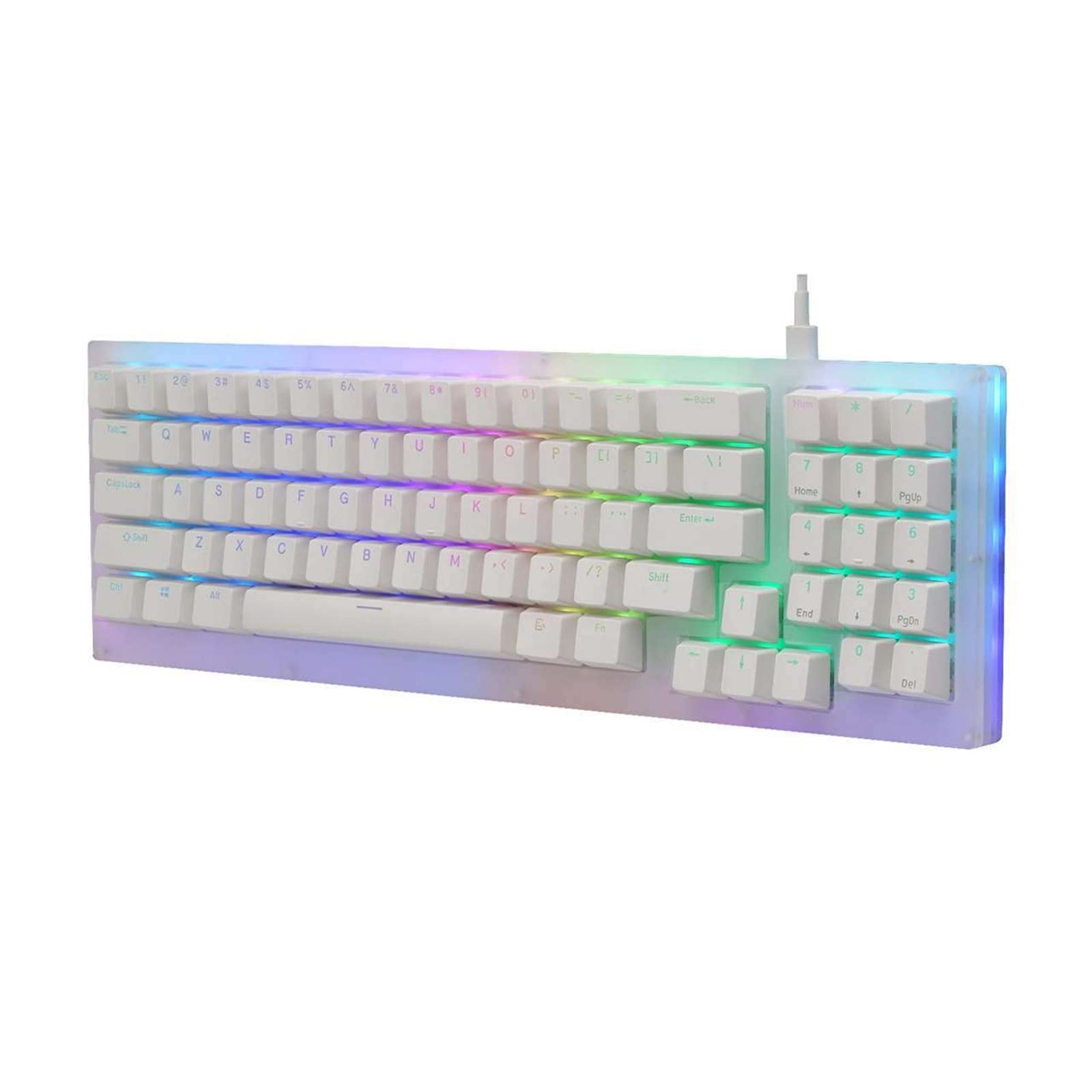 MARVOI Mechanical Keyboard 77 Keys Hot Swappable Mechanical Gaming Keyboard RGB Tyce-C Wired Gateron Switch NKRO Translucent Glass Base (Size : Brown Switch)