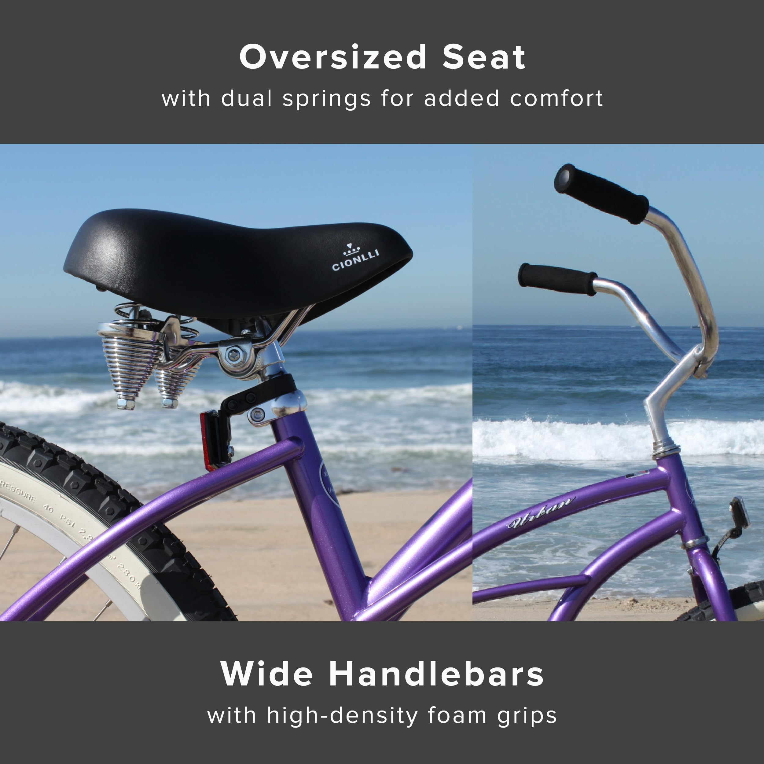 Firmstrong Urban Lady Single Speed - Women's 26" Beach Cruiser Bike (Purple)