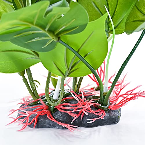 MRTIOO Reptile Artificial Plants, Terrarium Plants Decorations Supplies, Rainforest Ground Plant, Amphibian Habitat Hideout Tank Accessories (L)