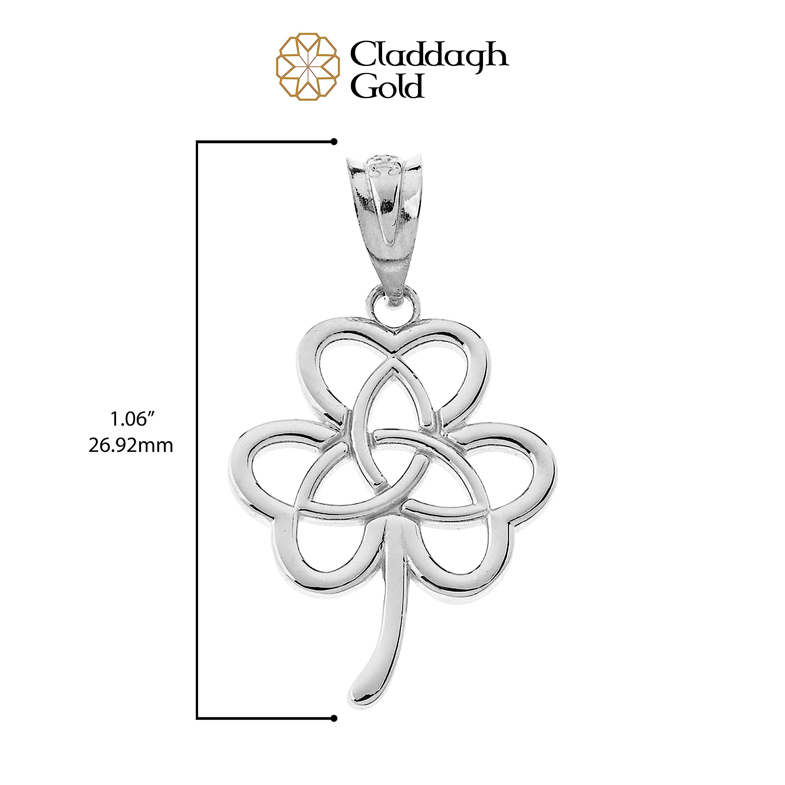 Elegant 925 Sterling Silver Celtic Triquetra Symbol On Shamrock Clover Pendant