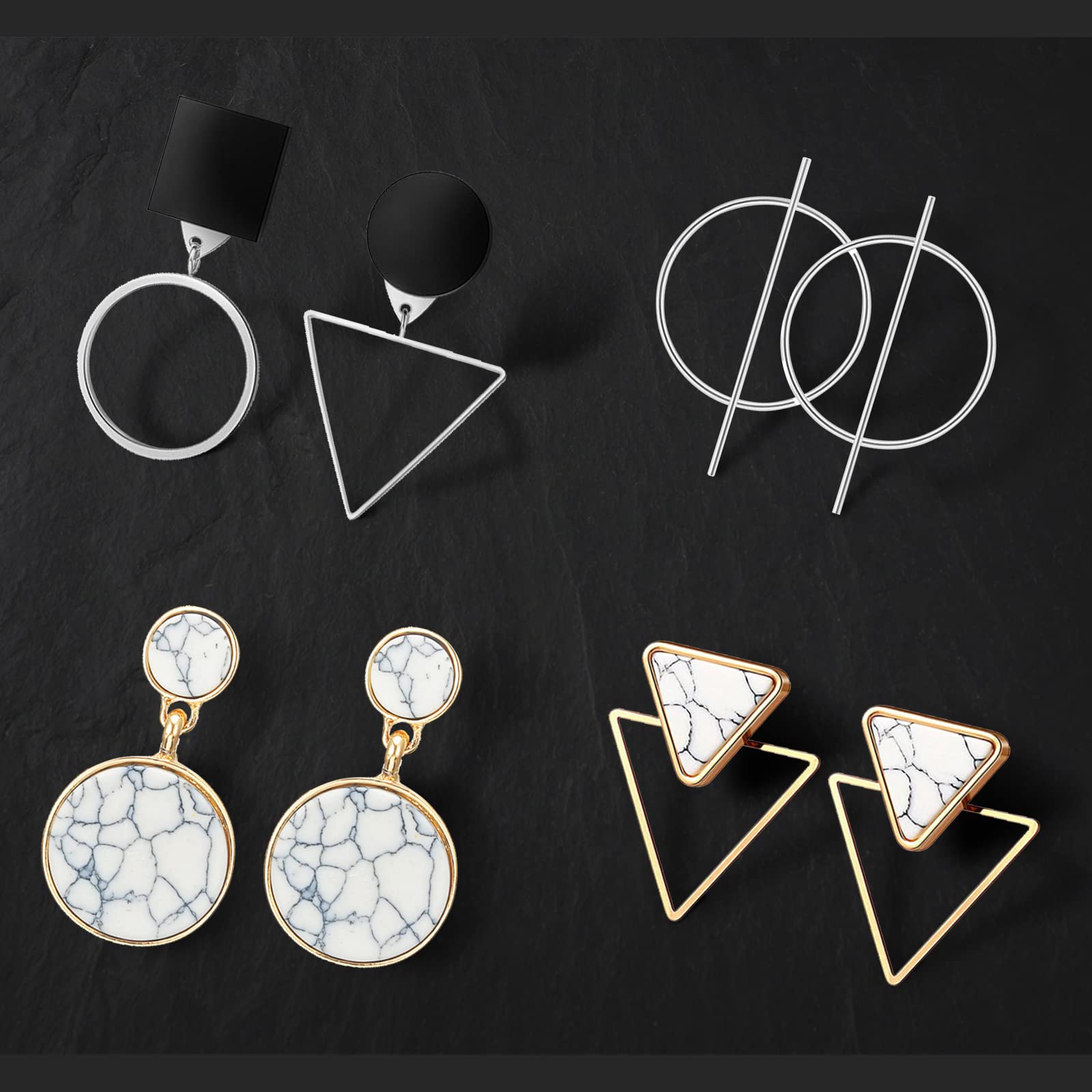 Fingwerk 9 Pairs Statement Earrings for Women Korean Earrings Statement Drop Dangle Geometric Earrings Set Jewelry Gifts