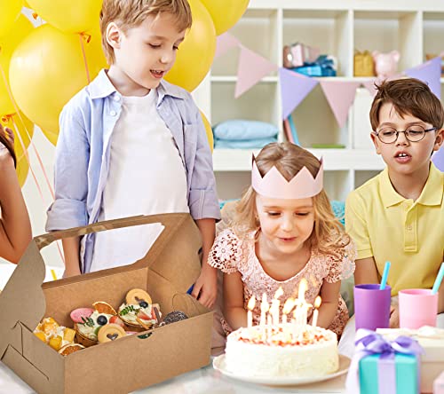 UnicoPak 20 Pack 10 x 6.8 x 4 Inch Tall Brown Cupcake Boxes with Handle Tray, Cupcake Boxes 6 Count, Extra Large Cupcake Boxes Bakery Boxes Muffin Boxes for Standard and High Creams Decorated Cupcakes Muffins Jumbo Cupcakes