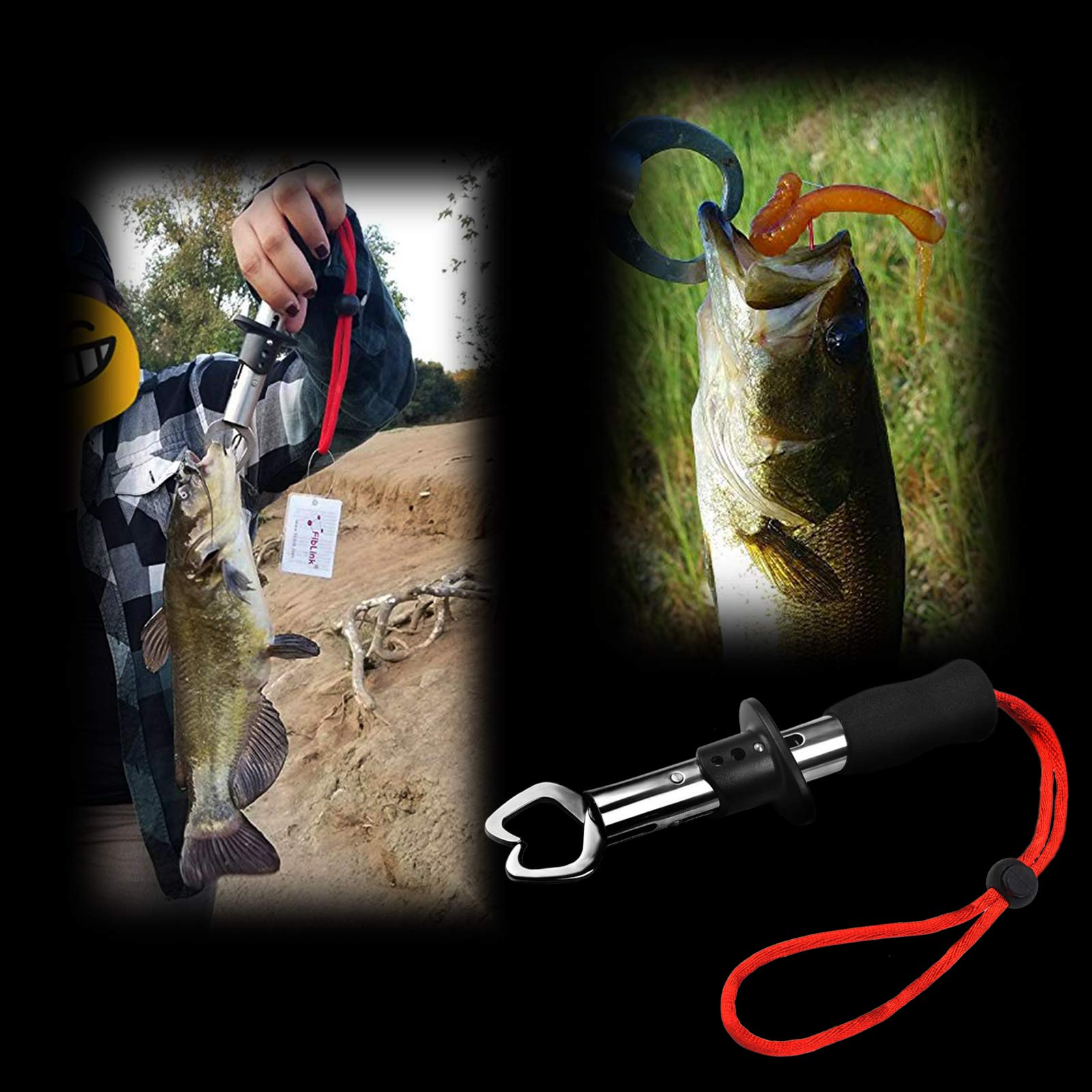 Fiblink Portable Fish Lip Grabber Gripper Grip Tool Fish Holder Stainless Steel Fishing Gear (General Gripper No Scale)