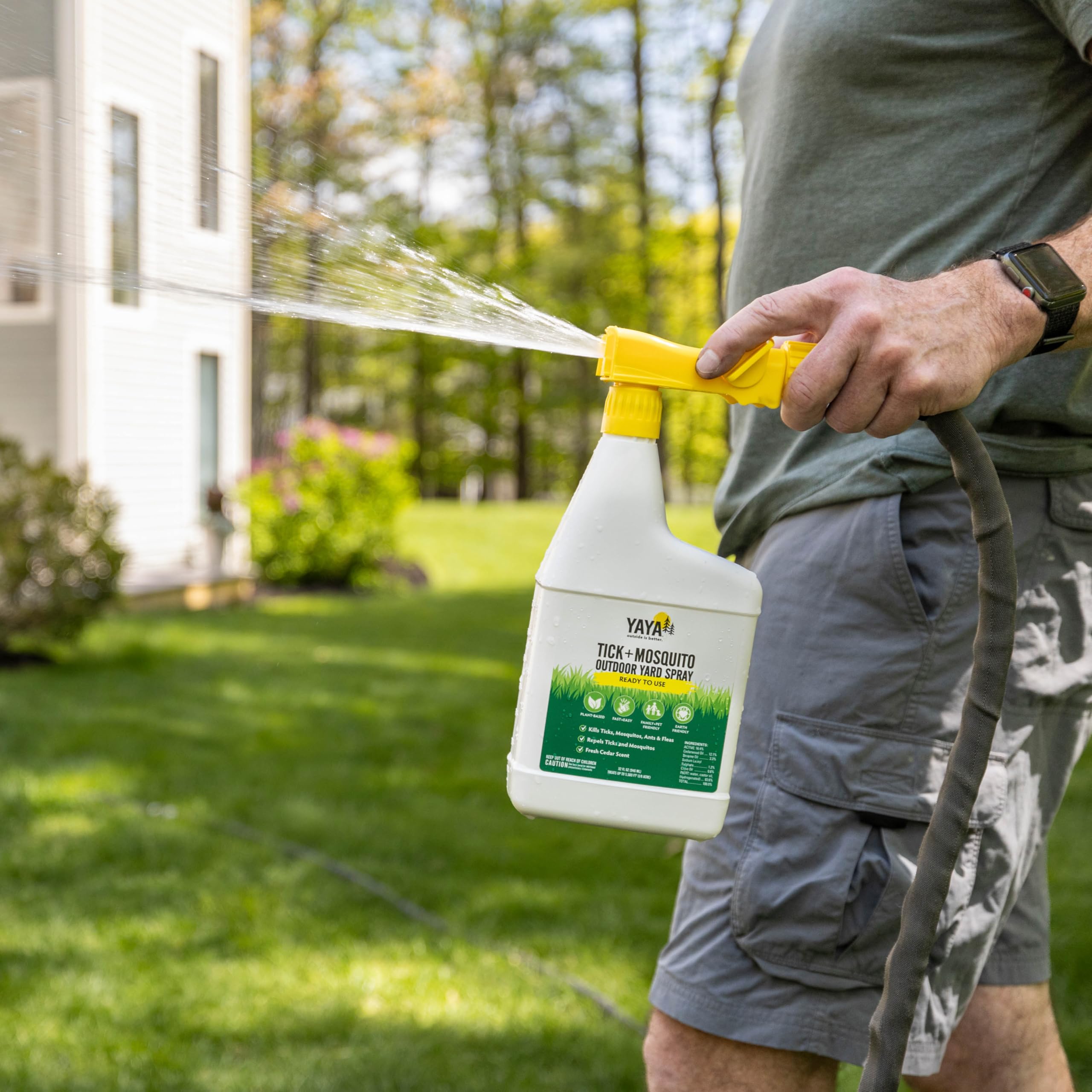 Ready-to-Use Tick + Mosquito Outdoor Yard Spray β Made with Essential Oils, Plant-Derived, Easy Do-It-Yourself Treatment, Safe to Use Around Kids, Pets and Plants β 32 oz
