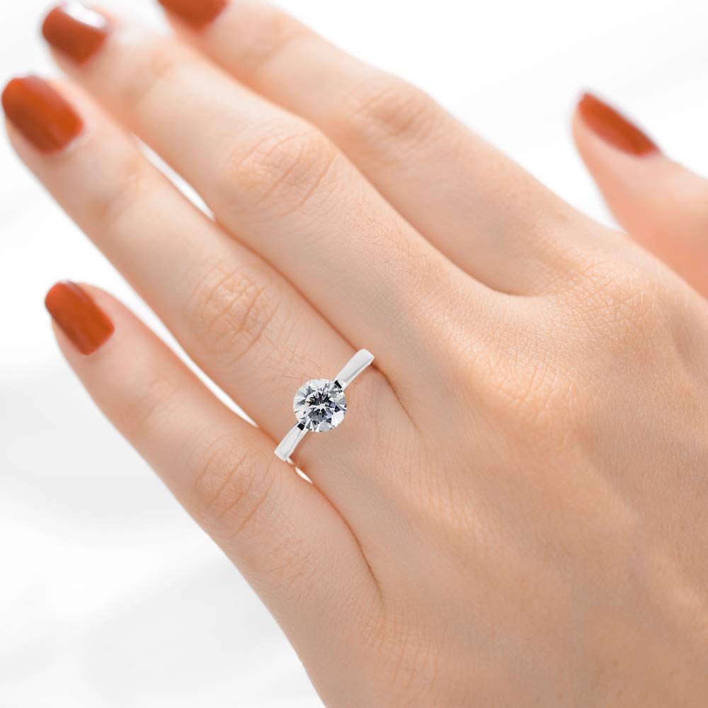 Eternal Sparkles Women’s CZ Cubic Zirconia Sustainable Solitaire Bridal Engagement Ring in Hypoallergenic Stainless Steel for Wedding Proposals and Anniversaries