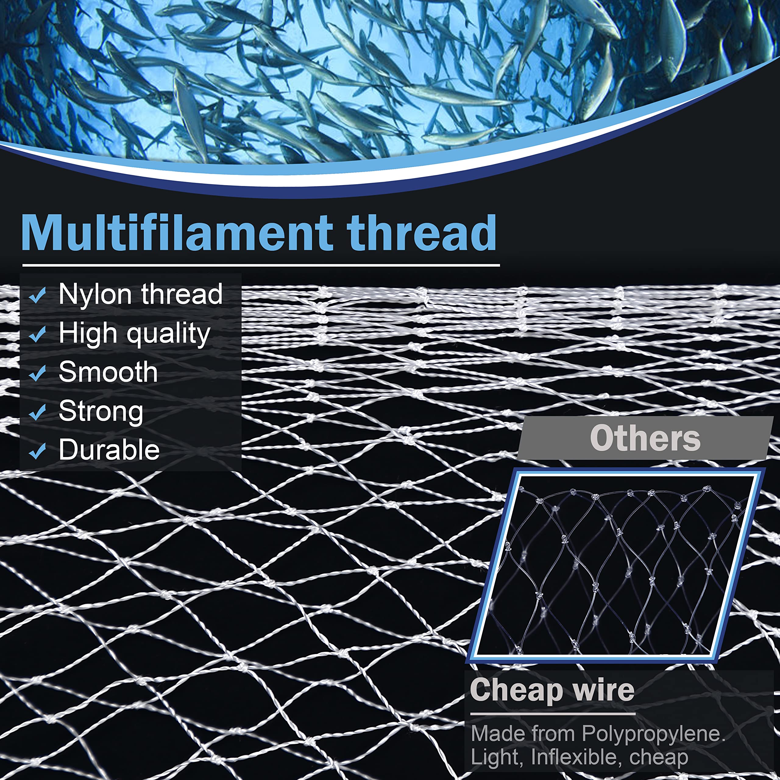 Fishing Net, American Cast Nets for Fishing, AKELLYTH 1/2" mesh, 6 ft,1 lb/ft Fishing Nets for Saltwater & Freshwater with Coated Sinkers. Offering Size: 4-6-8 Radius ft