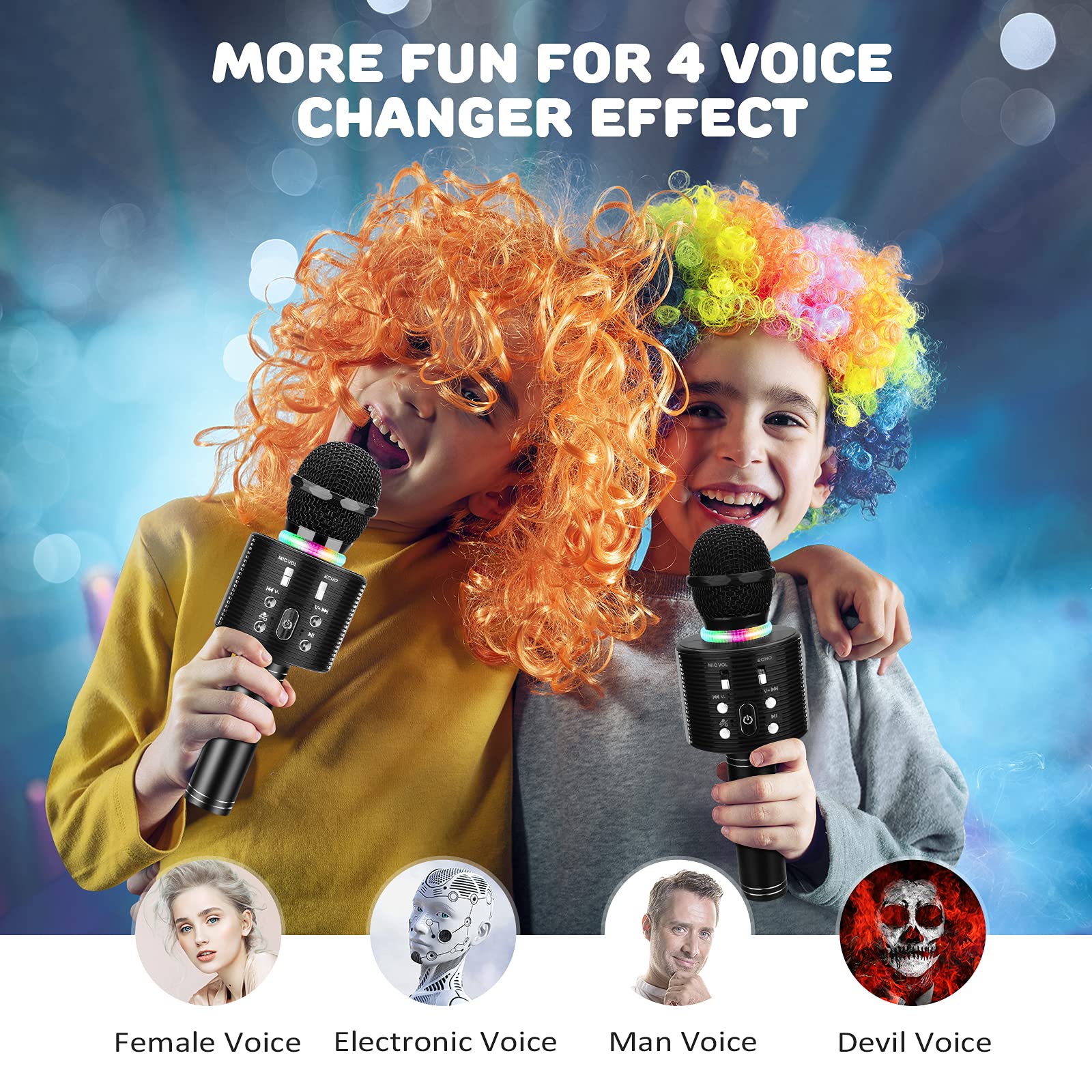 FISHOAKY Karaoke Microphone for Kids, 3 in 1 Portable Wireless Microphone Speaker Music Singing Voice Recording Karaoke Machine with Android/iOS for Home KTV Player Outdoor