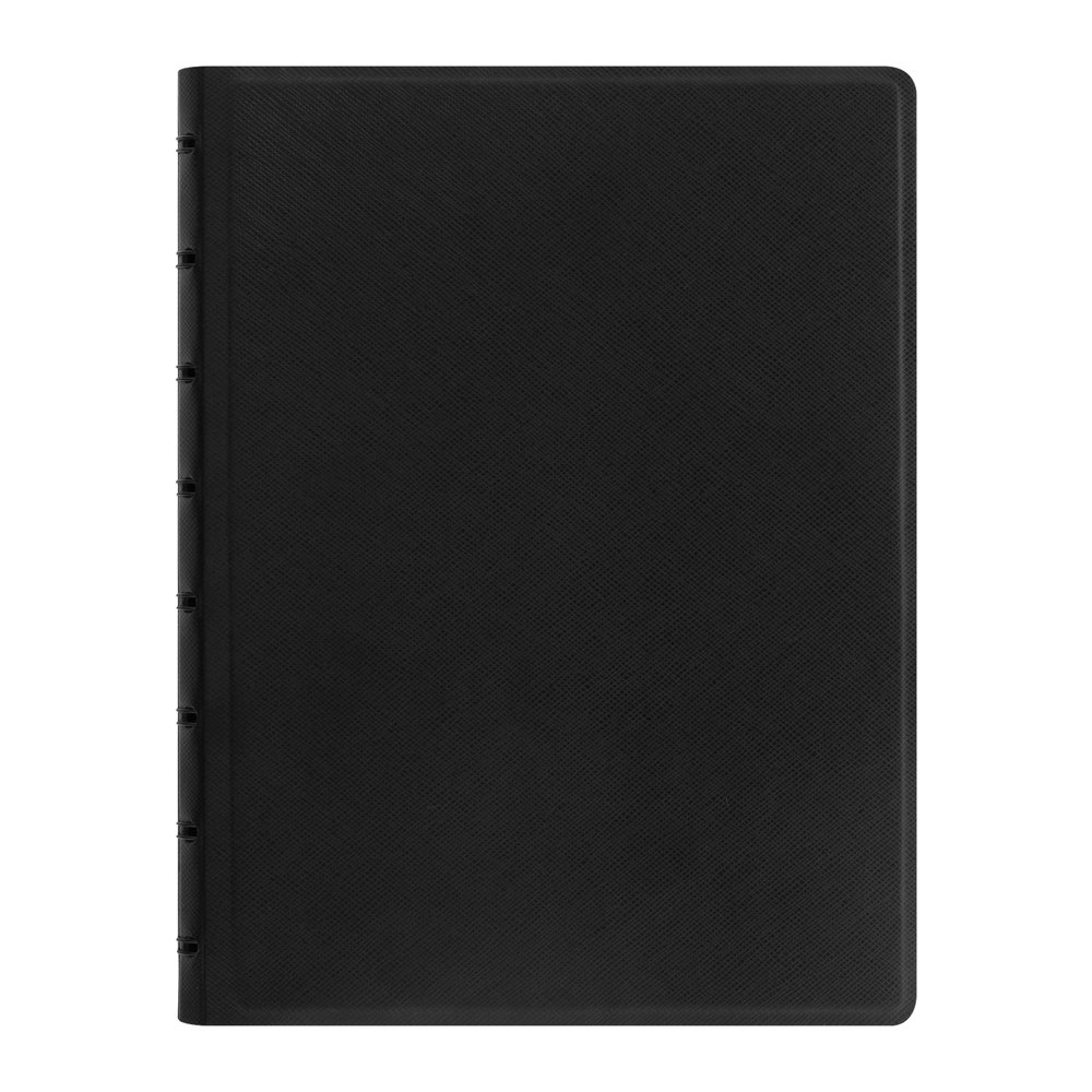 FILOFAX Refillable Saffiano Notebook, A5 (8.25" x 5") Black - 112 Cream moveable pages - Index, pocket and page marker (B115032U)