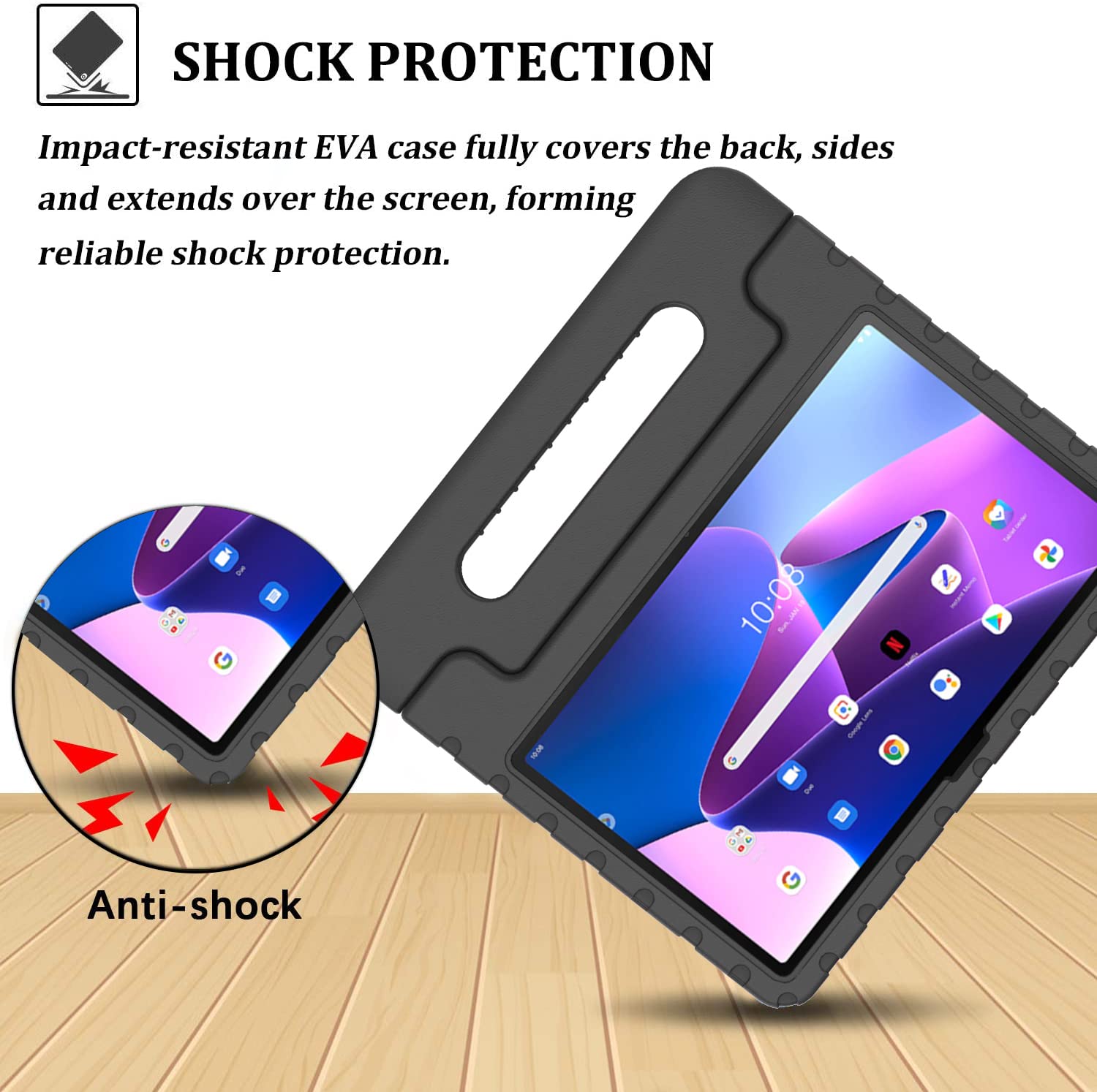 LTROP Kids Case for Lenovo Tab M10 Plus (3rd Gen) 10.6 Inch 2022, Lenovo Tab M10 Plus 3rd Generation 10.6" Tablet Case, Light Weight Shockproof Handle Stand Case for Lenovo Tab M10 Plus Gen 3, Black