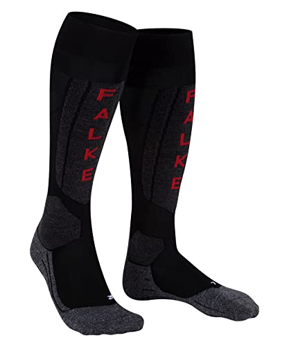 FALKE Women's SK5 Expert Ski Socks, Knee High, Ultra Light Cushion, Winter Athletic Sock, Breathable Quick Dry, Silk, Black (Black-Mix 3010), 9.5-10.5, 1 Pair