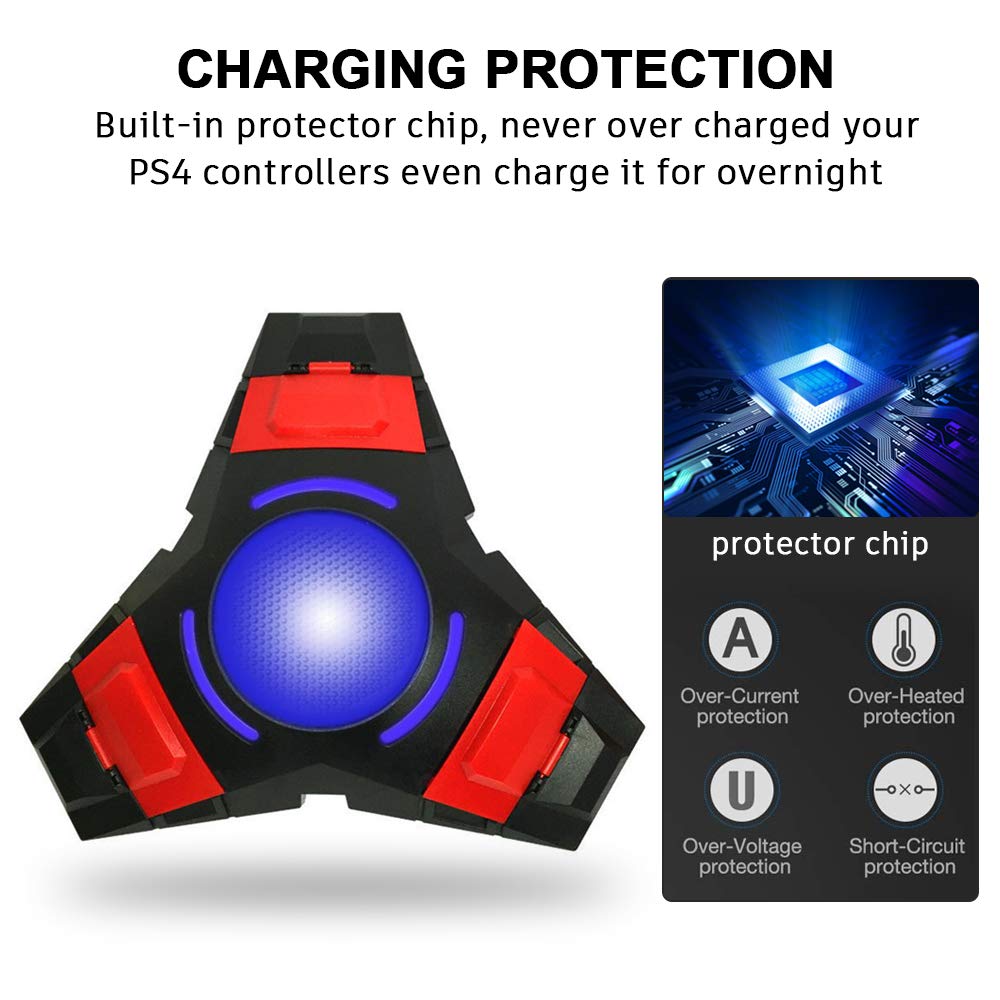ElementDigital PS4 Controller Charger PlayStation 4 Charging Station PS4 Charging Dock PS4 Ternary Charger Charing 3 PS4 Dualshock 4 Controllers with Micro USB Charing Cable