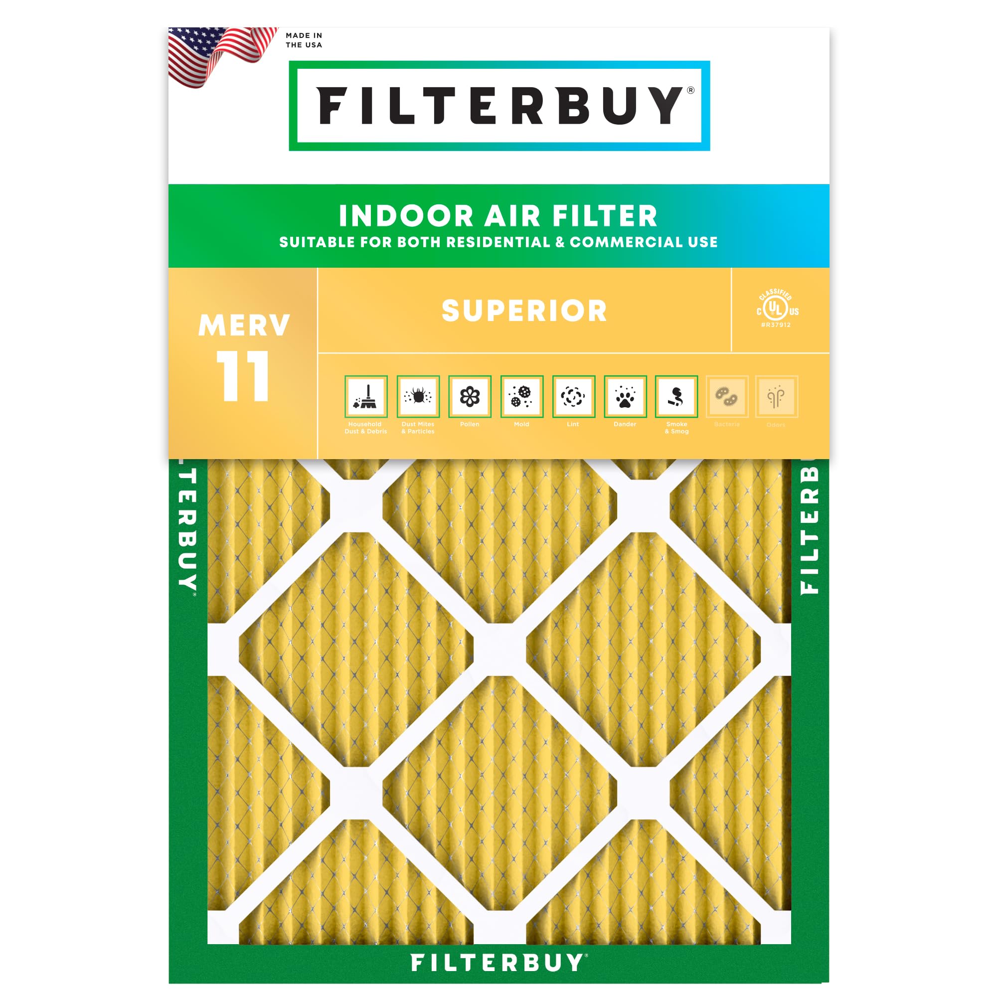 Filterbuy 20x23x1 Air Filter MERV 11 Allergen Defense (1-Pack), Pleated HVAC AC Furnace Air Filters Replacement (Actual Size: 19.50 x 22.50 x 0.75 Inches)