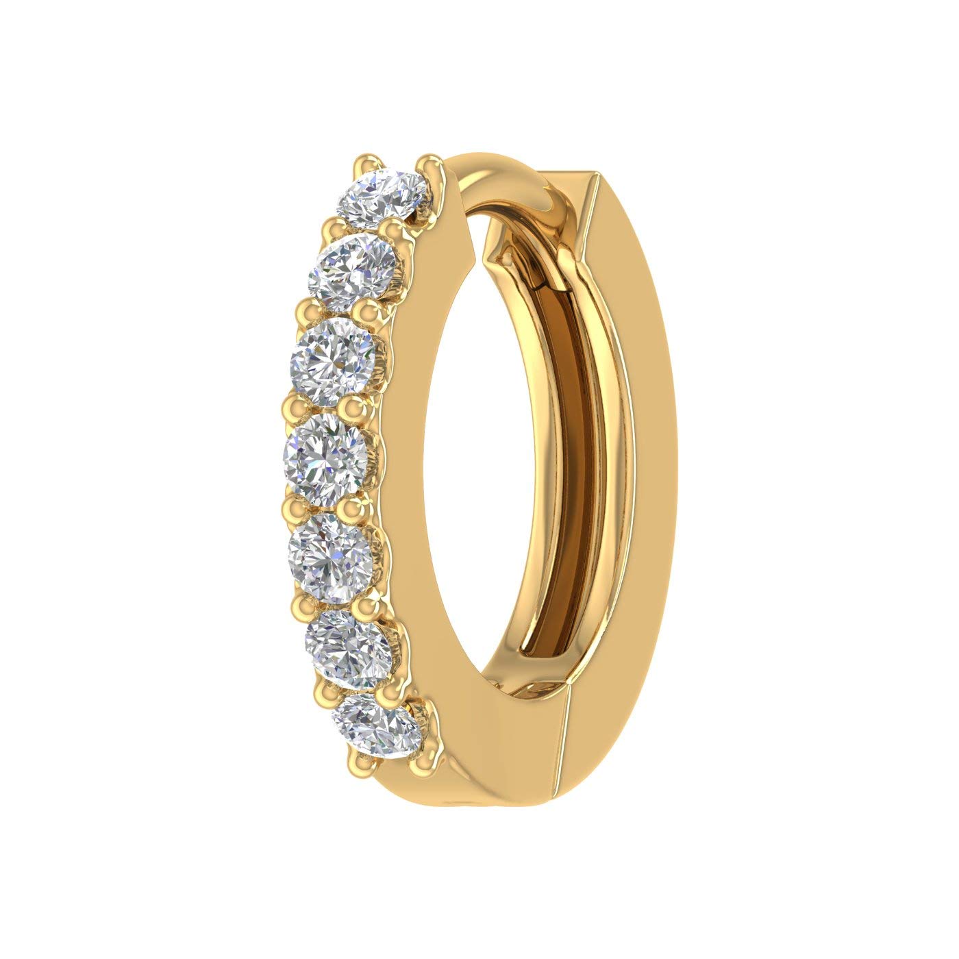 FINEROCK 0.13 Carat 7-Stone Diamond Nose Pin in 14K Yellow Gold - IGI Certified (I1-I2 Clarity)