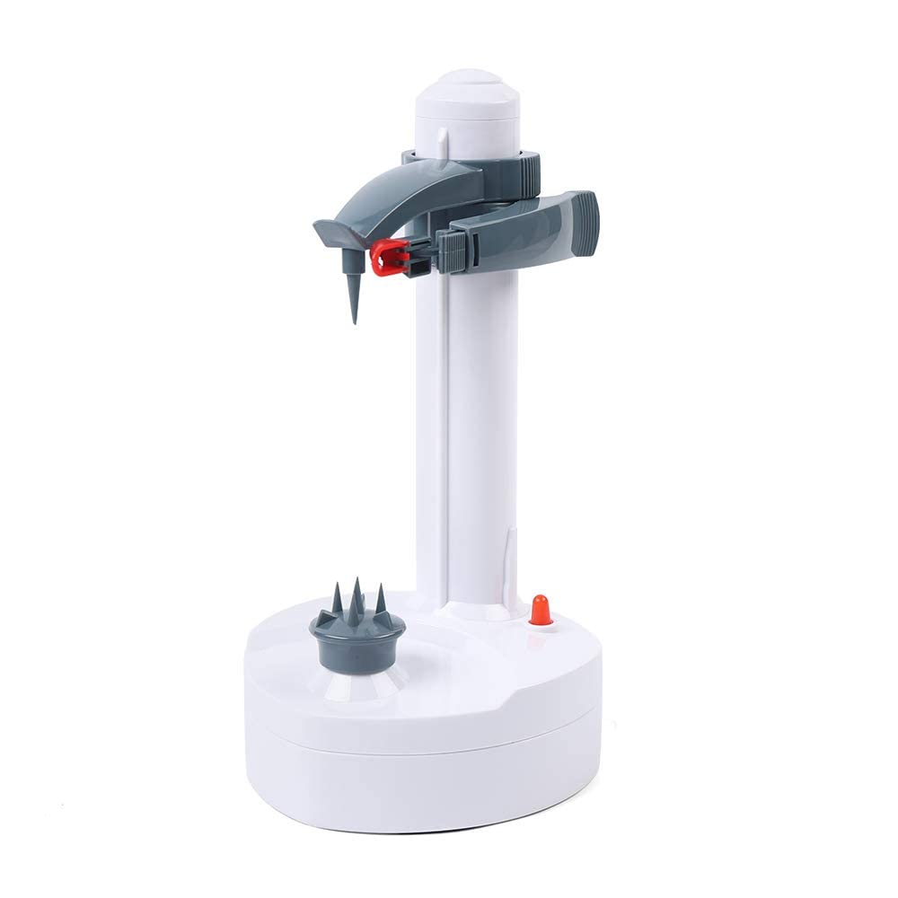 Electric Household Rotating Fruit Vegetable Peeler, White Multifunctional Electric Automatic Peeler Stainless Steel Electric Potato Peeler Machine Apple Paring Machine Kitchen Peeling Tool