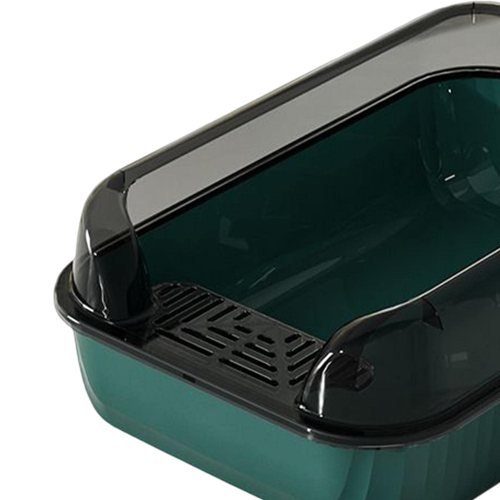FAKEME Cat Litter Box,Cat Toilet,Tall Spray Shield, Large Detachable Sturdy High Sided Easy to Clean Kitty Litter Pan Cat Litter Tray Kitty, Green