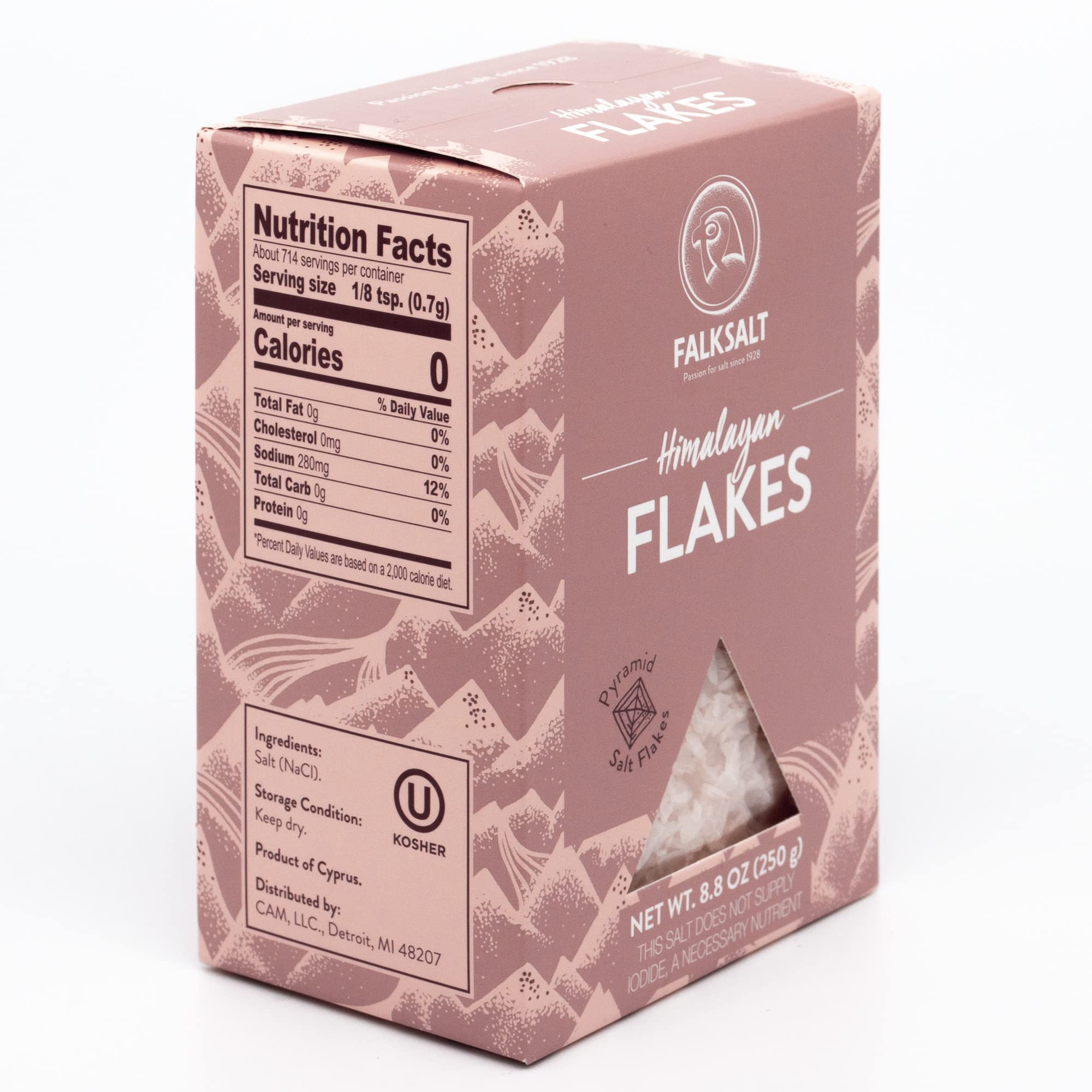 FALKSALT | Pink Himalayan Flake Salt 8.8oz. | Gourmet Finishing Salt Flakes | Handcrafted, Kosher and All Natural Gourmet Salt