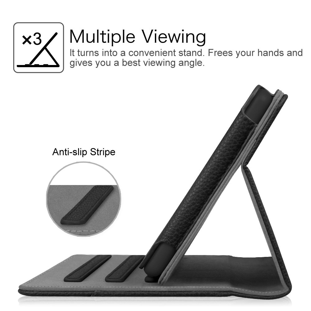Fintie Case for Amazon Fire HD 8 Tablet (7th and 8th Generation Tablets, 2017 and 2018 Releases) - [Multi-Angle Viewing] Folio Stand Cover with Pocket Auto Wake/Sleep, Black