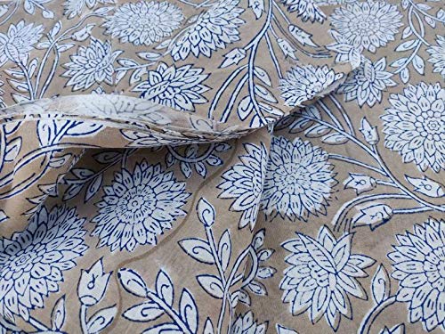 traditional Jaipur Printed Cotton Fabric Hand Printed Indian Fabric, Soft Cotton Fabric by The Yard Fabric, Jaipuri Cotton Kurti Print Fabric for Summer Dress (5 Yards)