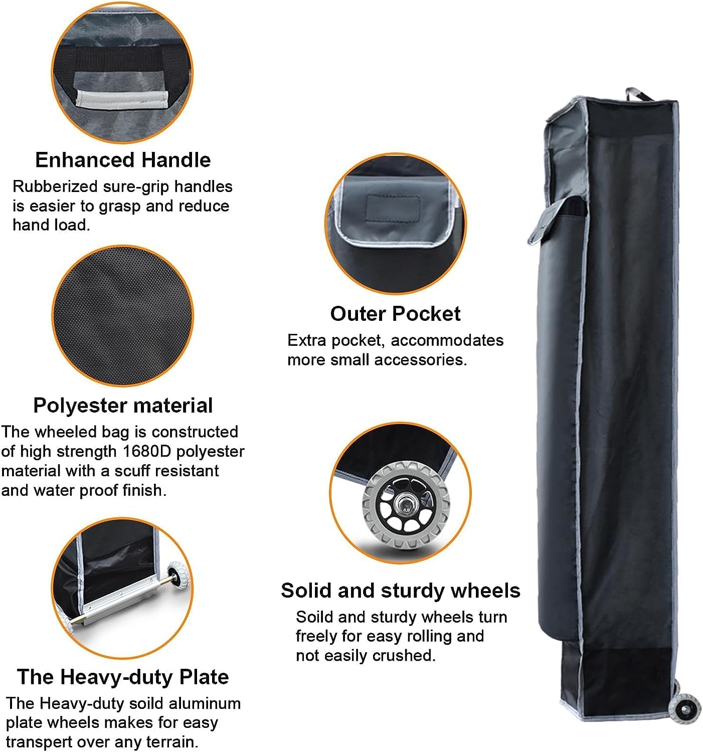 Eurmax USA Heavy Duty Wheeled Bag Pop up Canopy Tent Universal Rolling Storage Bag for 10x10 Canopy Instant Tent,Roller Bag Only(Dark Grey)