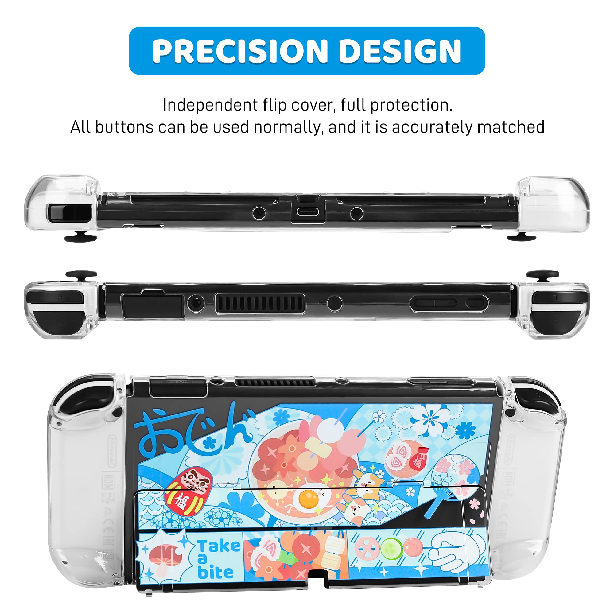 FANPL Case for Nintendo Switch OLED, Cover Case with Cute Cuisine Pattern Compatible with Switch OLED Console & Joycon, Hard PC Flip Shell with Ergonomics Grip Case, Kawaii Dockable Case for Girls