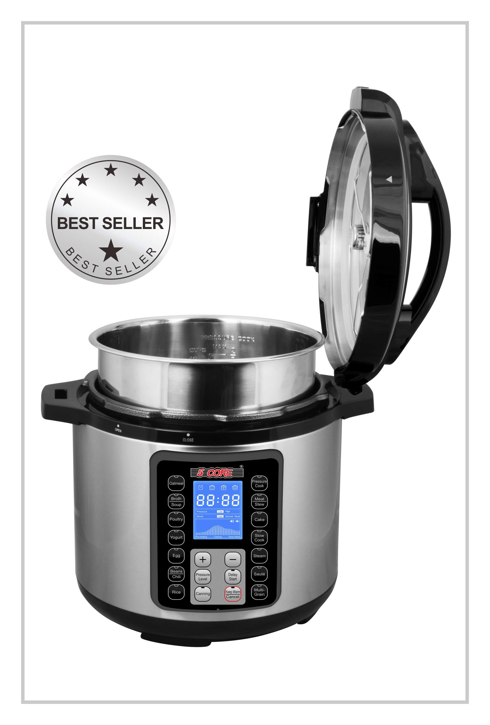 Electric Pressure Cooker Digital Instant Programmable Multicooker Pressure Pot 6 Quart 15 IN ONE Pot 5 Core EPC6QT ⭐⭐⭐⭐⭐Ratings ✔️ Best Deal 👍 (EPC-6QT)