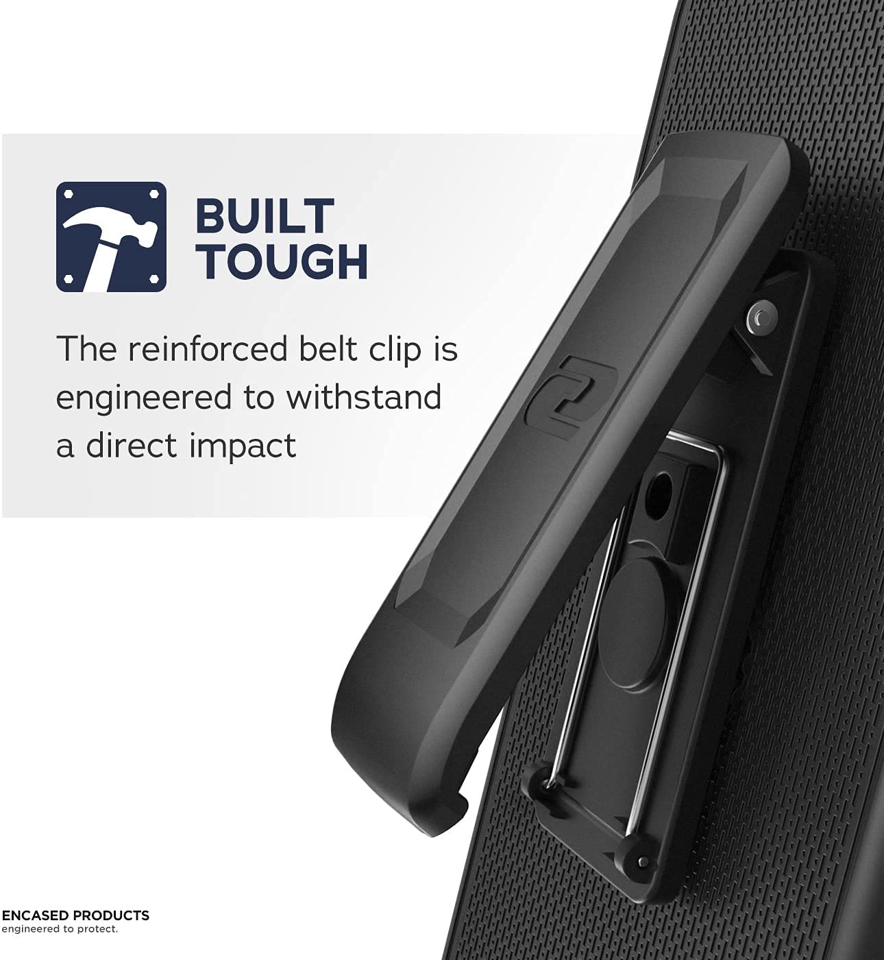 Encased Belt Case Designed for Google Pixel 7 PRO with Holster Clip and Kickstand [Ultra Protective] Full-Body Case with Metal Stand (Black)