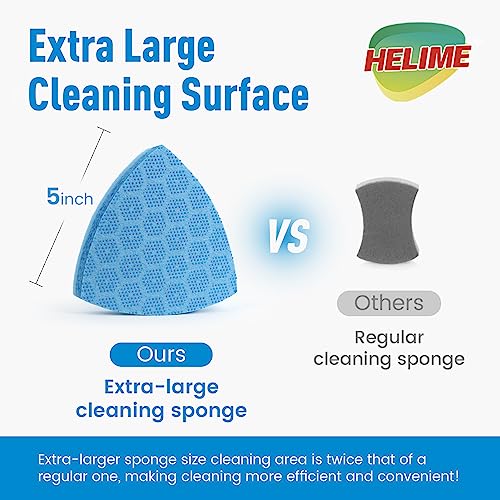 HELIME Scrub Dots Bathroom Sponge, Heavy Duty Non Scratch 3 Layer Cellulose Scrubbers, Reusable Bath Washing Scrubber, Magic Eraser Sponges Scour Scrub Pads for Clean Glass, Ceramic, Bathtub, Sink