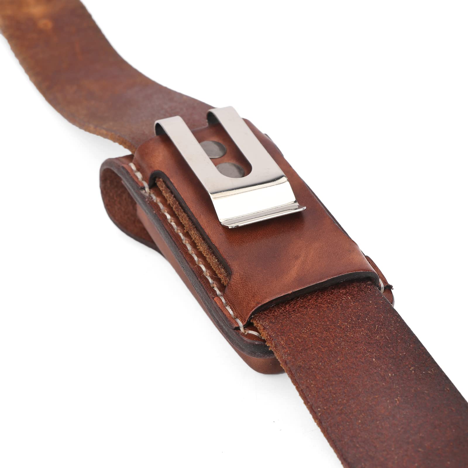 Tourbon EDC Leather Pocket Folding Knife Sheath 3.8 Inch Blade Carrier Holster Flashlight Holder Case for Belt