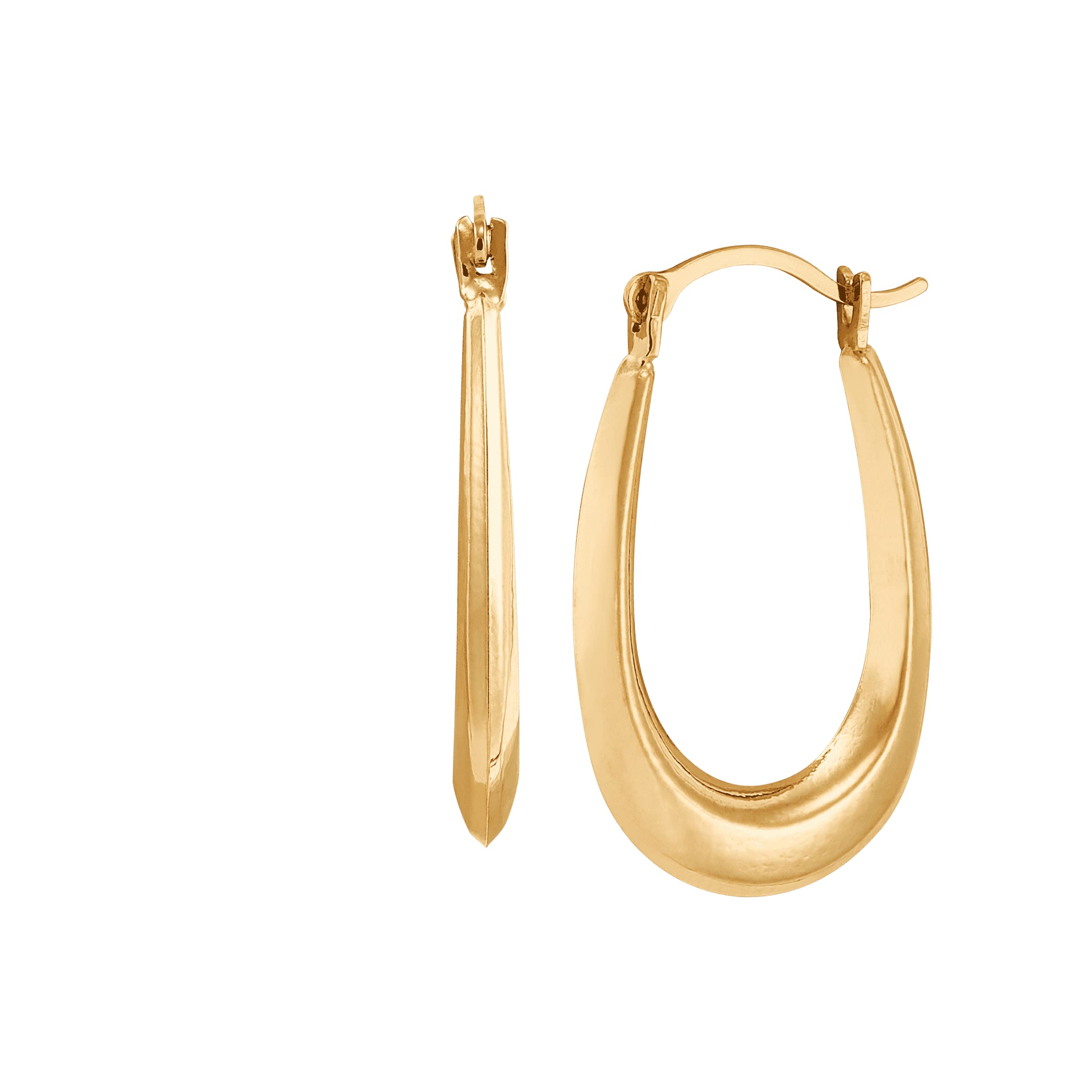 Finecraft 20mm Oval Hoop Earrings in 14K Yellow Gold