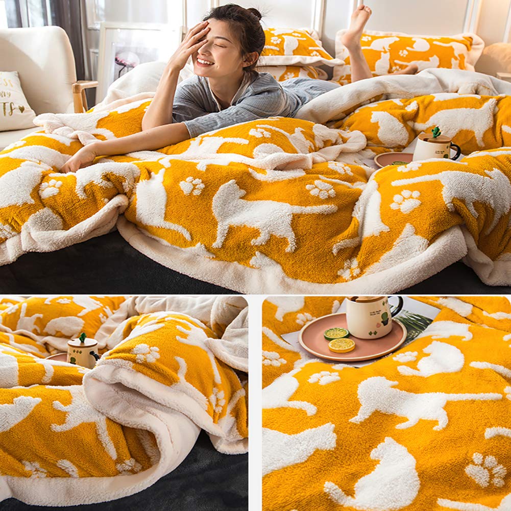 WCPQT Soft Flannel Bedding Set Duvet Cover,with Pillowcases Bed Sheet,Thermal Warm Fluffy Thicken Duvet Cover Set-F King 4pcs 220x240