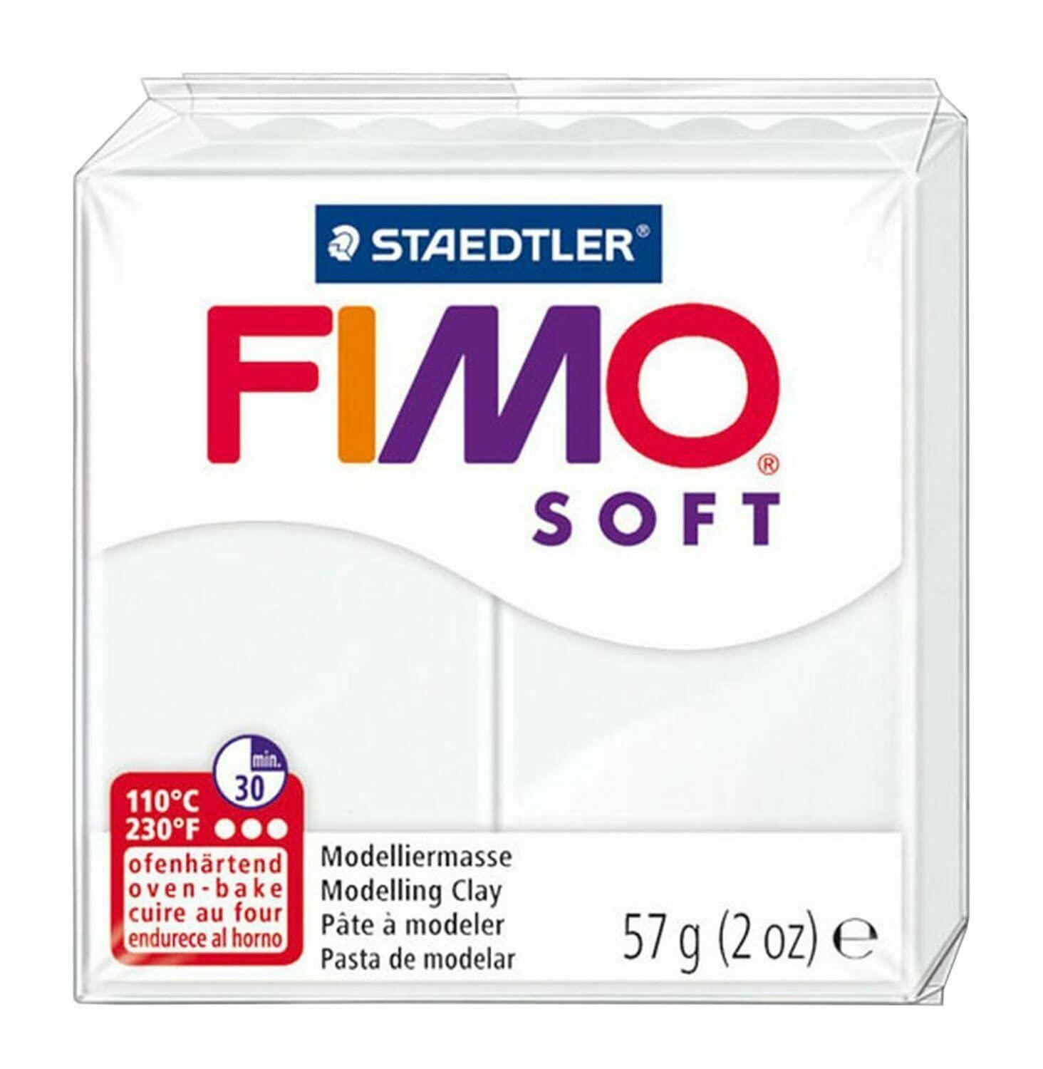 FIMO Soft Polymer Oven Bake Modelling Clay - 57g Blocks - Set of 6 - White