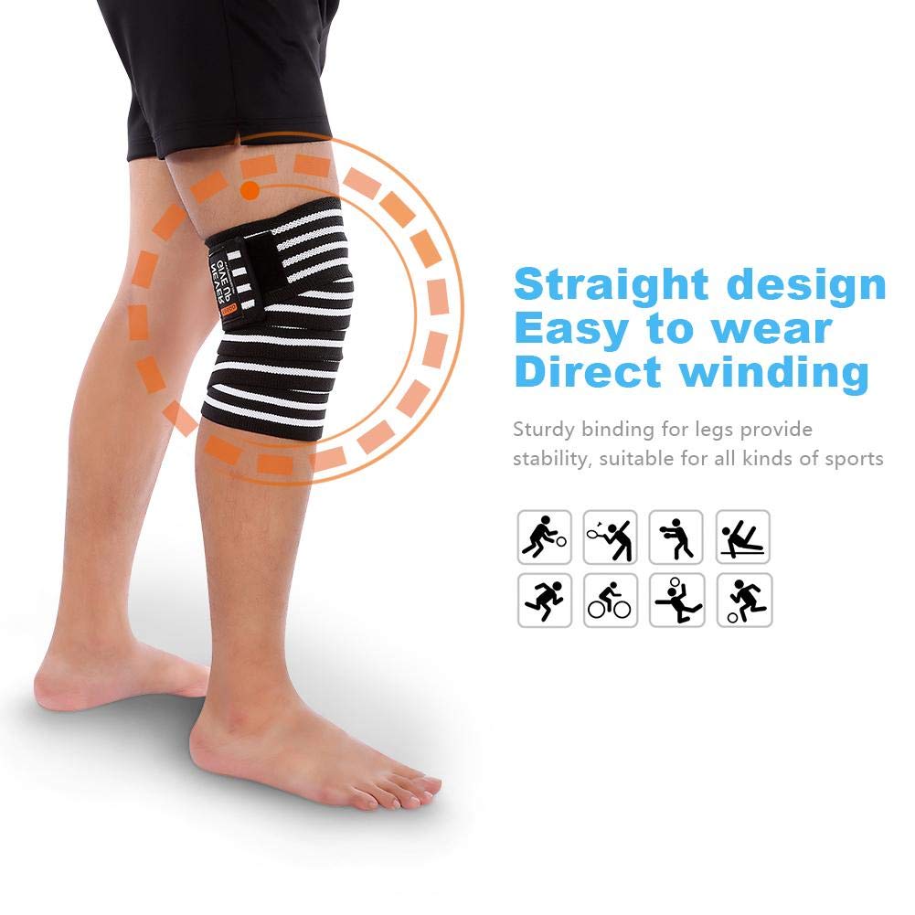 FILFEEL Knee Brace Wrap Support, Adjustable Patella Strap Stabilizer Sleeve Sports Weight Lifting Elastic Injury Leg Gym(1 Pair, Universal