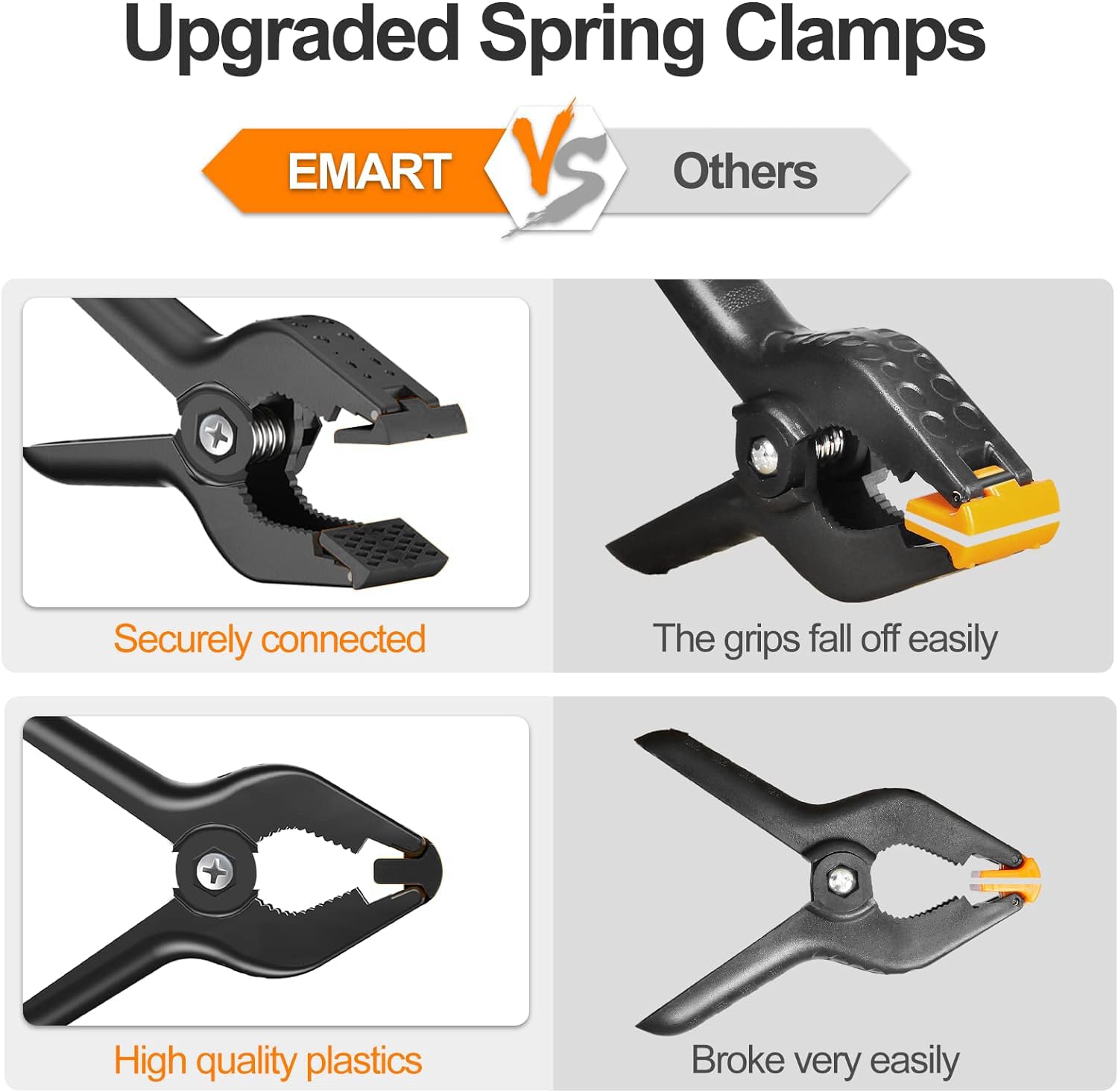 EMART 6 Pack Heavy Duty Muslin Spring Clamps, 4.5 inch Photo Booth Backdrop Clips for Photography Studio - Black