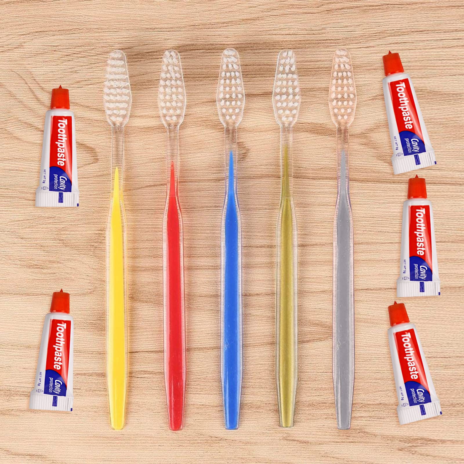 fafortune 30 Pack Disposable Toothbrushes with Toothpaste (5 Colors)