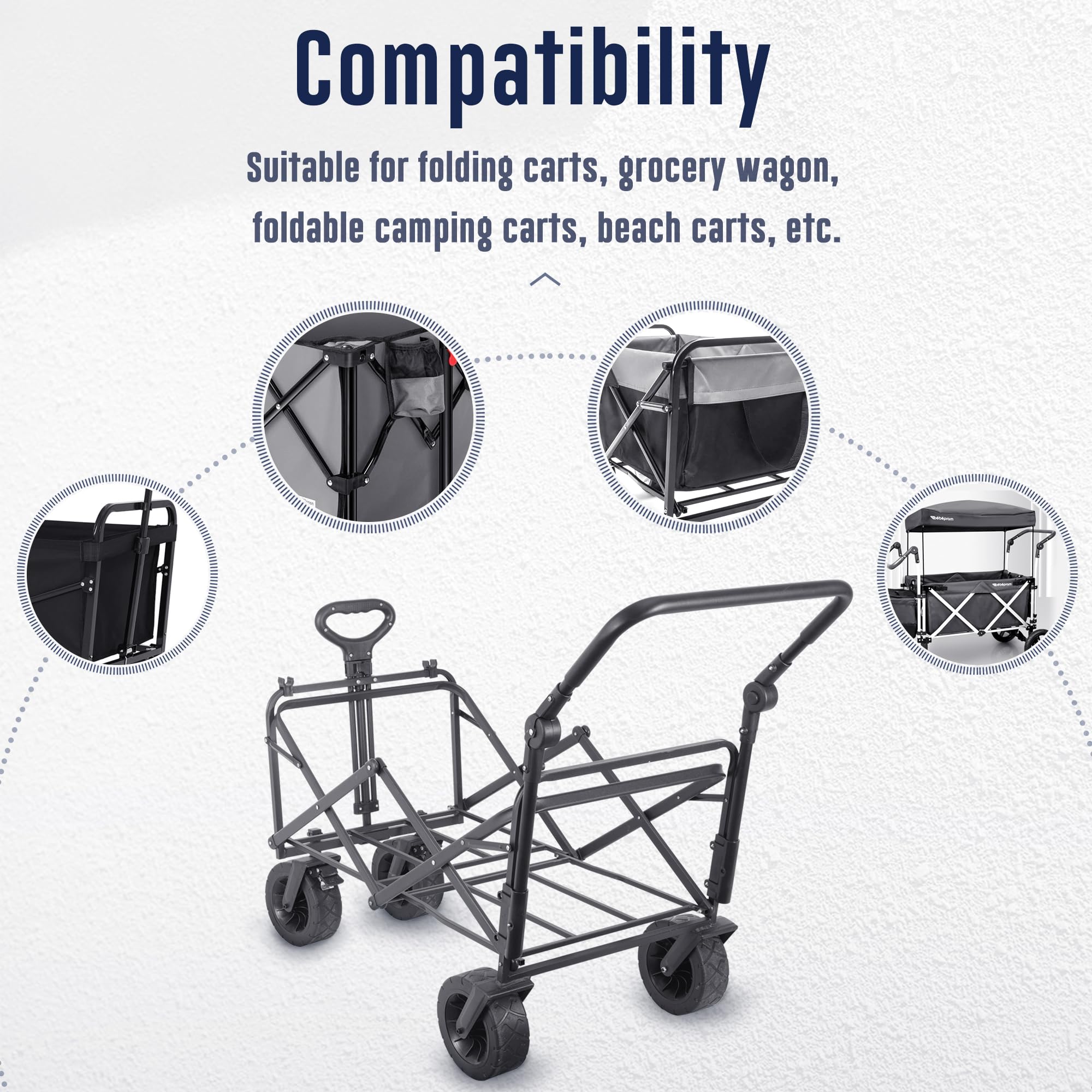 Fischuel Folding Wagon Push Handle, Outdoor Removable Utility Wagon Accessories, Universal Adjustable Trolley/Handle, Compatible with Square/Round Metal Frame Wagon(Excluding Wagons)
