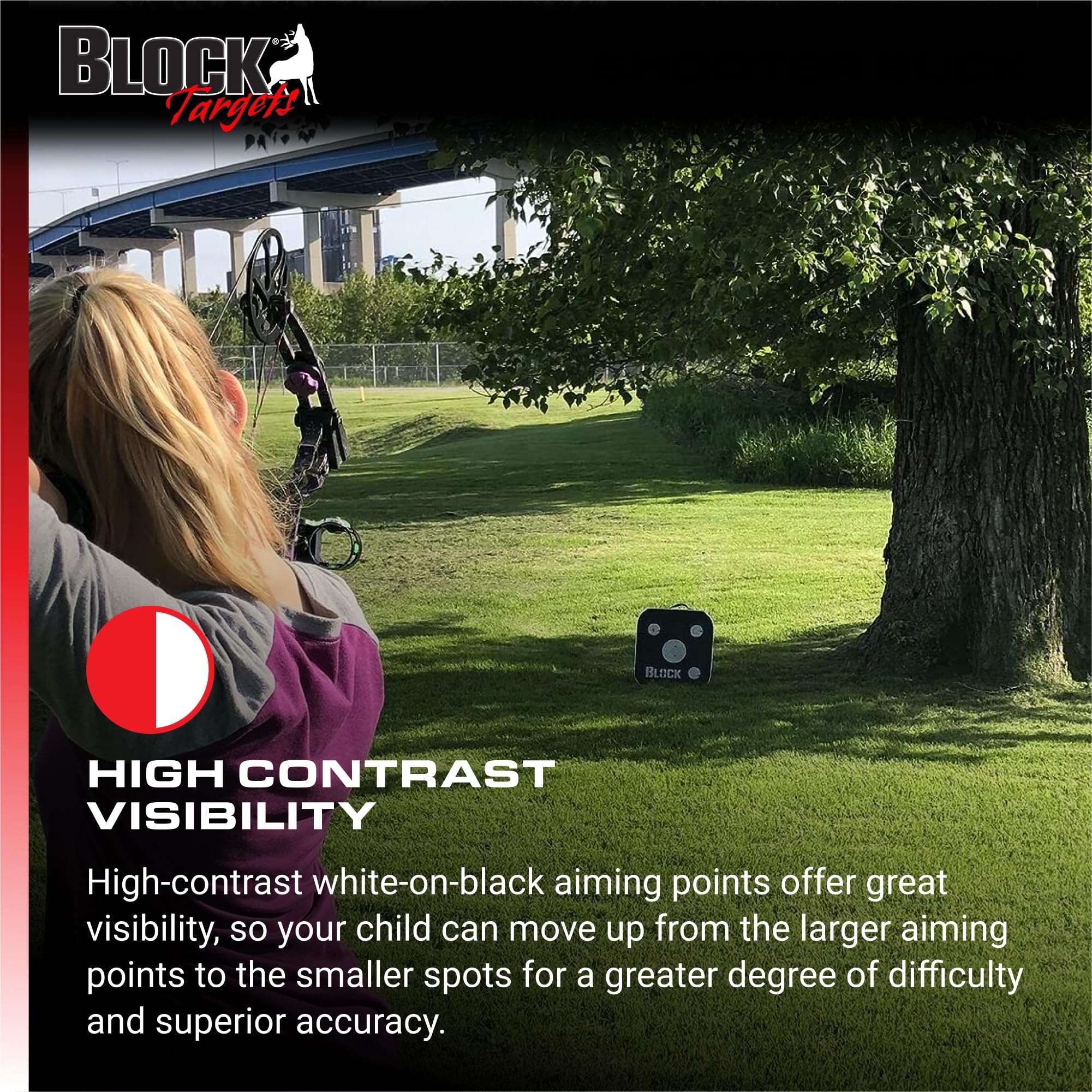 Field Logic Block GenZ XL 20” Youth Archery Arrow Target, Black and White