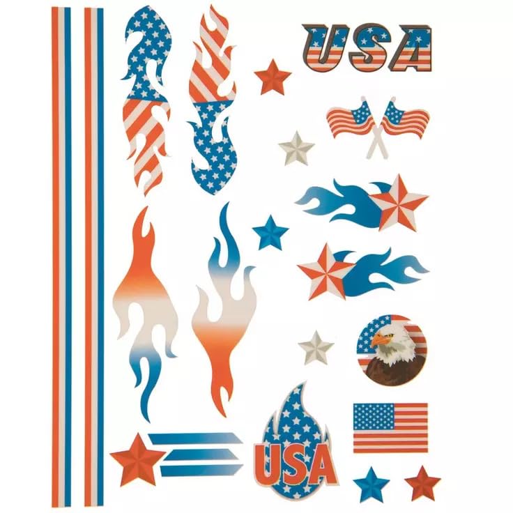 Stickabilities Patriotic Derby Car Dry Decals for Derby Racer 1 Sheet - 20 Patriotic Pieces
