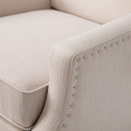 Flash Furniture Prescott Polyester Fabric Upholstered Slim Wingback Recliner, Modern Pushback Recliner Chair with Pocket Spring Seat, Cream
